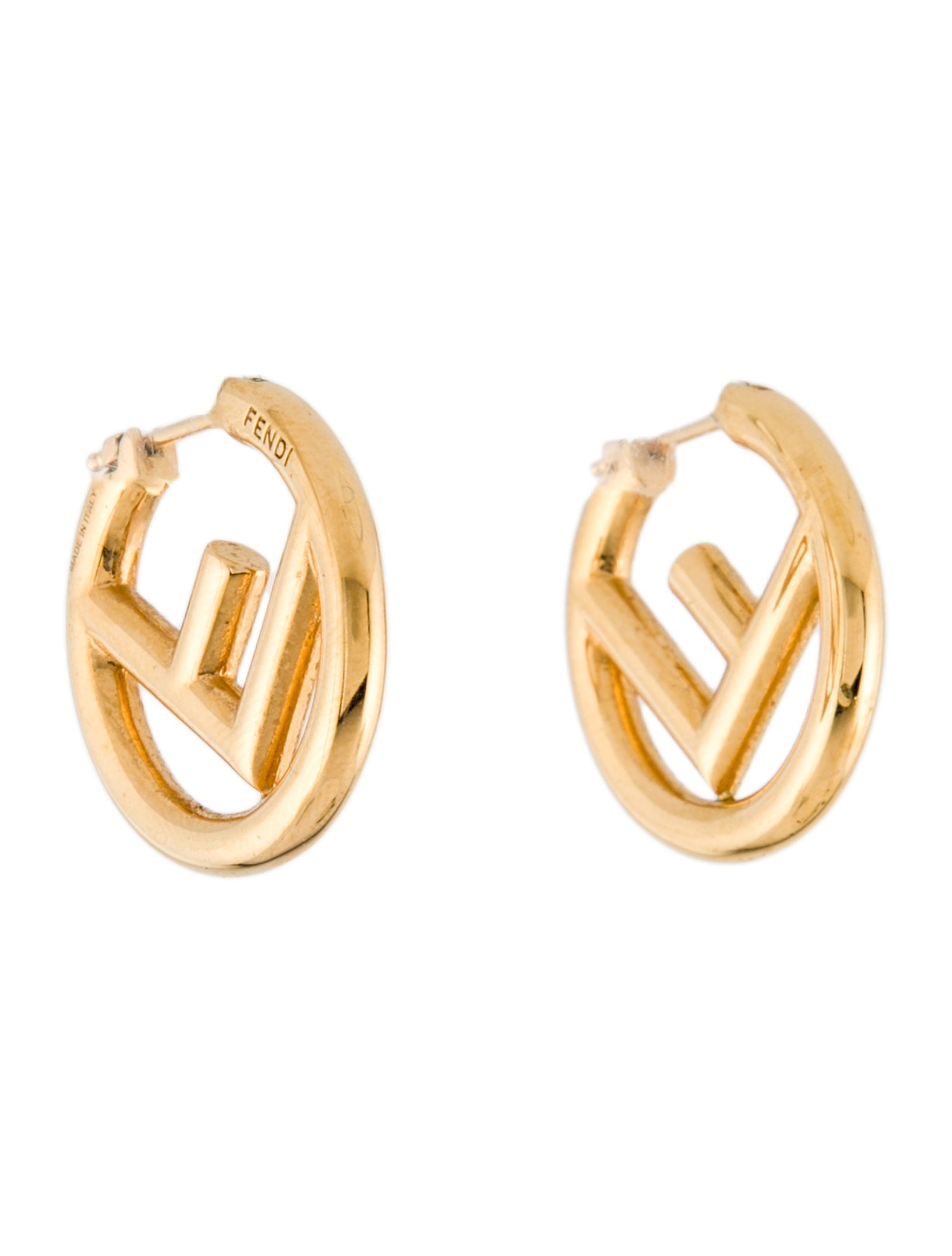 Fendi F Is Fendi Hoop Earrings - Gold-Tone Metal Hoop, Earrings ...