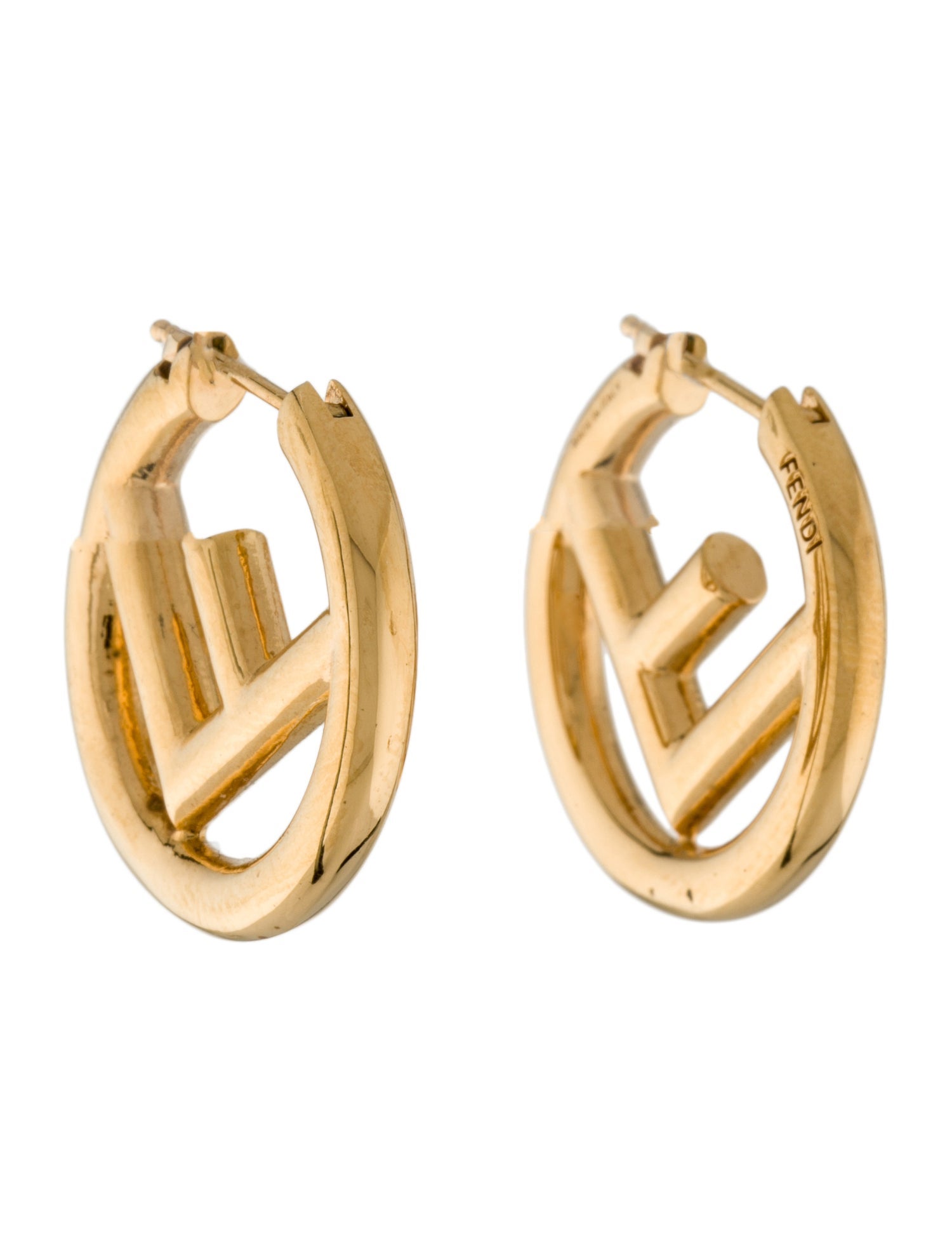 Fendi F is for Fendi Hoop Earrings - Gold-Tone Metal Hoop, Earrings ...