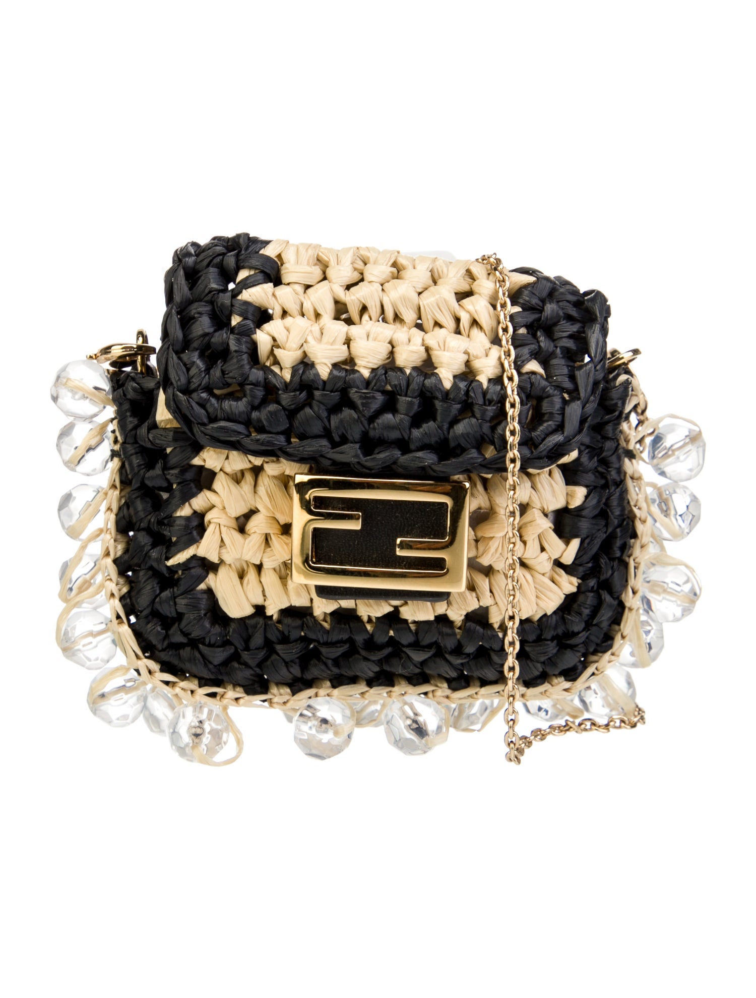 Fendi Nano Raffia Baguette Charm - Neutrals Mini Bags, Handbags ...