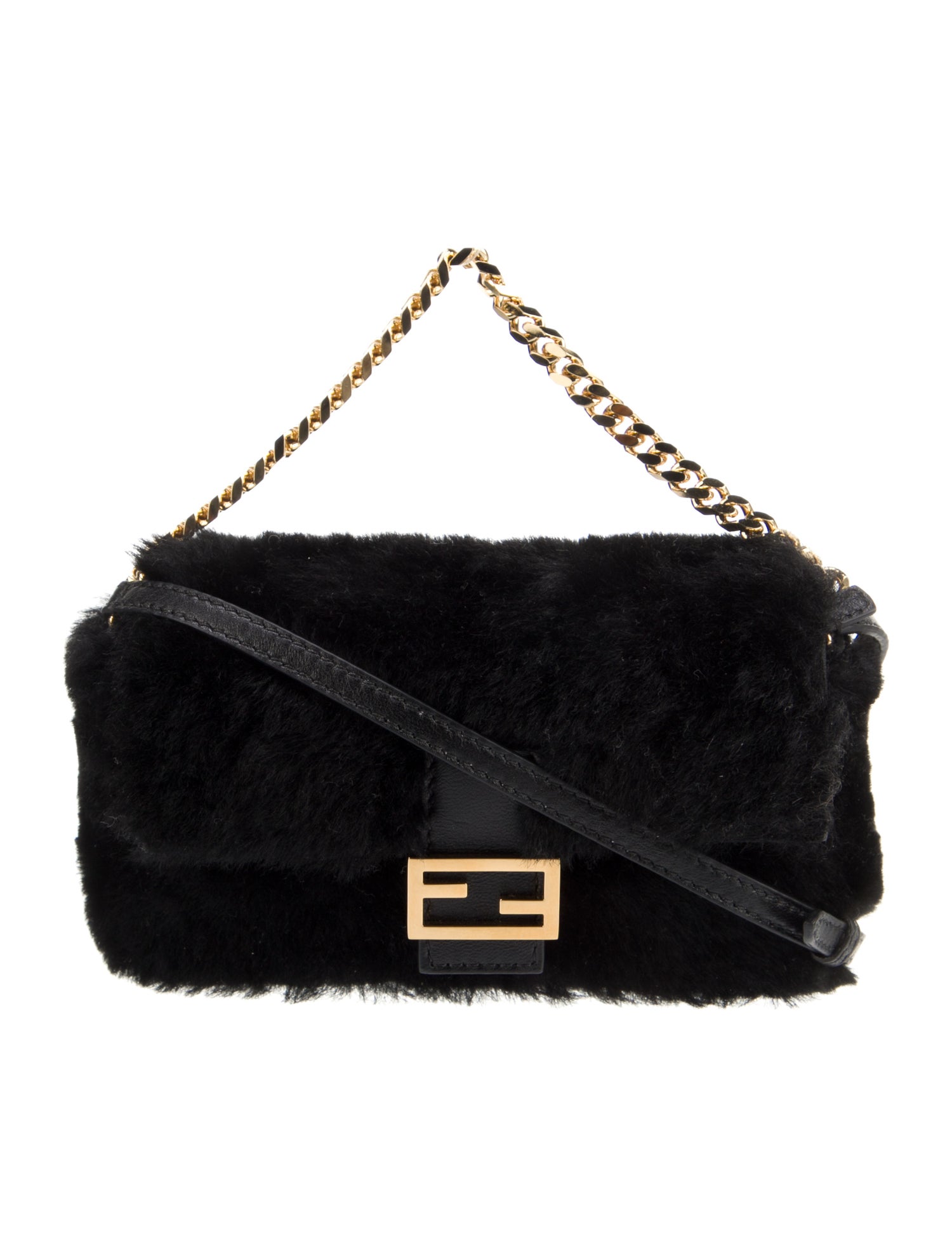 Fendi Micro Shearling Peekaboo Handle Bag - Black Mini Bags, Handbags ...