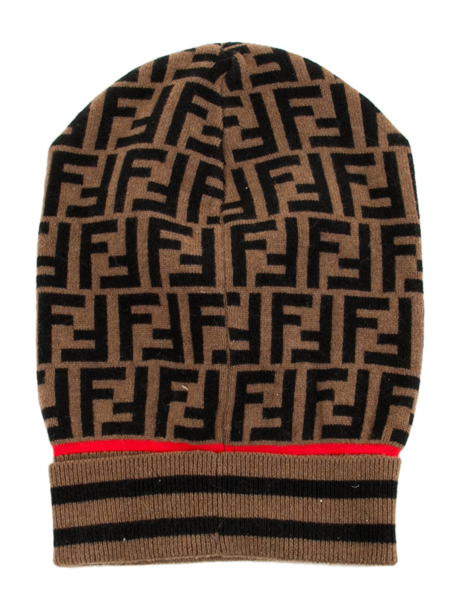 Fendi Logo Cashmere Beanie - Brown Hats, Accessories - FEN309523 | The ...