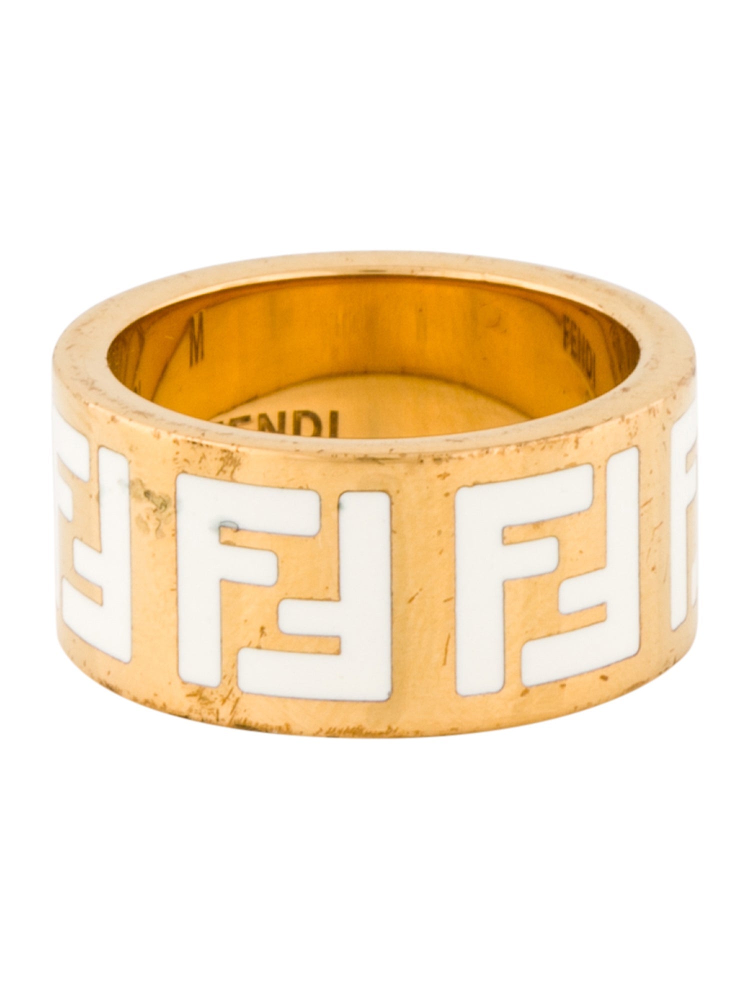Fendi Enamel Forever Band Ring - White, Brass Band, Rings - FEN309765 ...