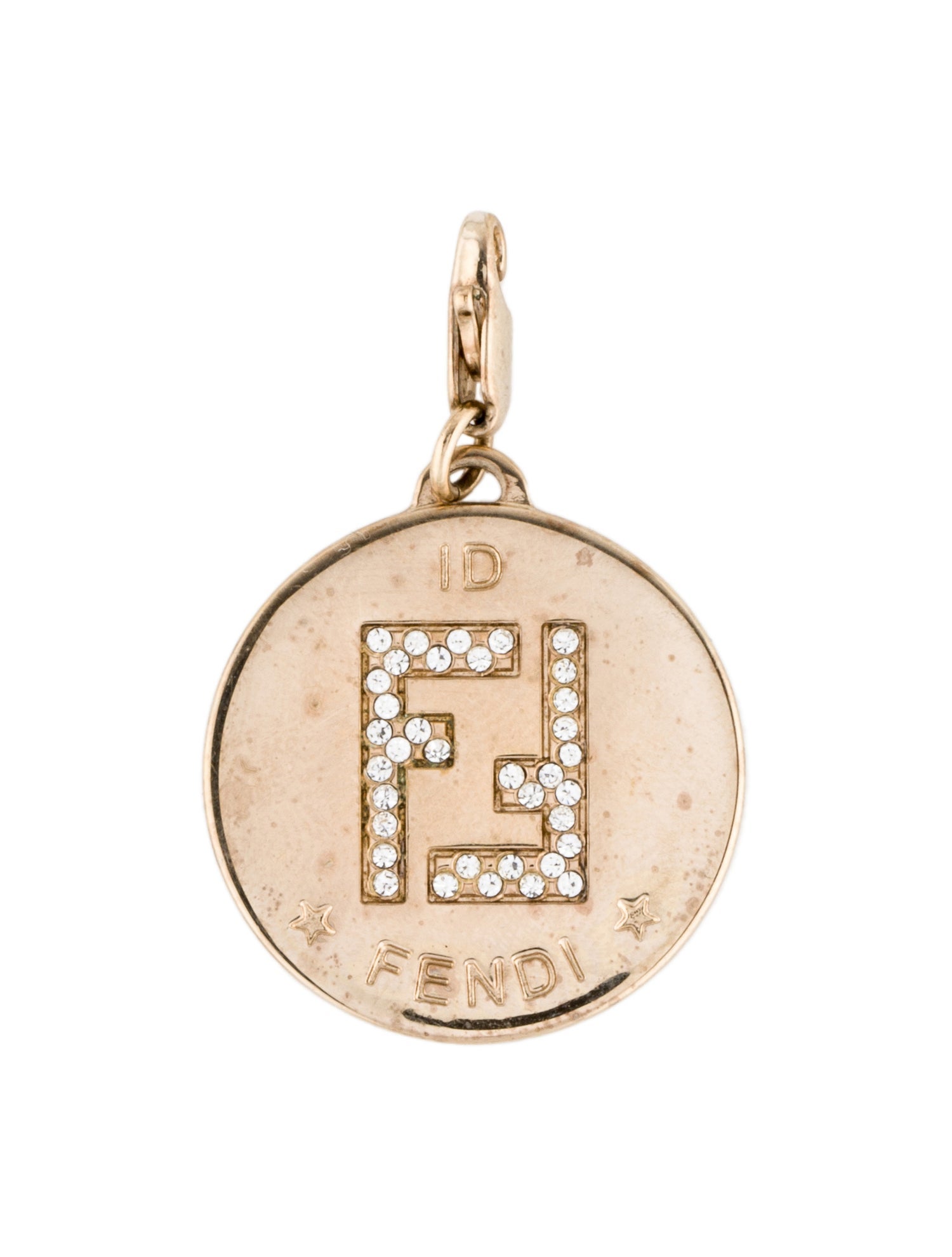 Fendi Crystal Identification Pendant - Gold-Tone Metal Pendant Necklace ...