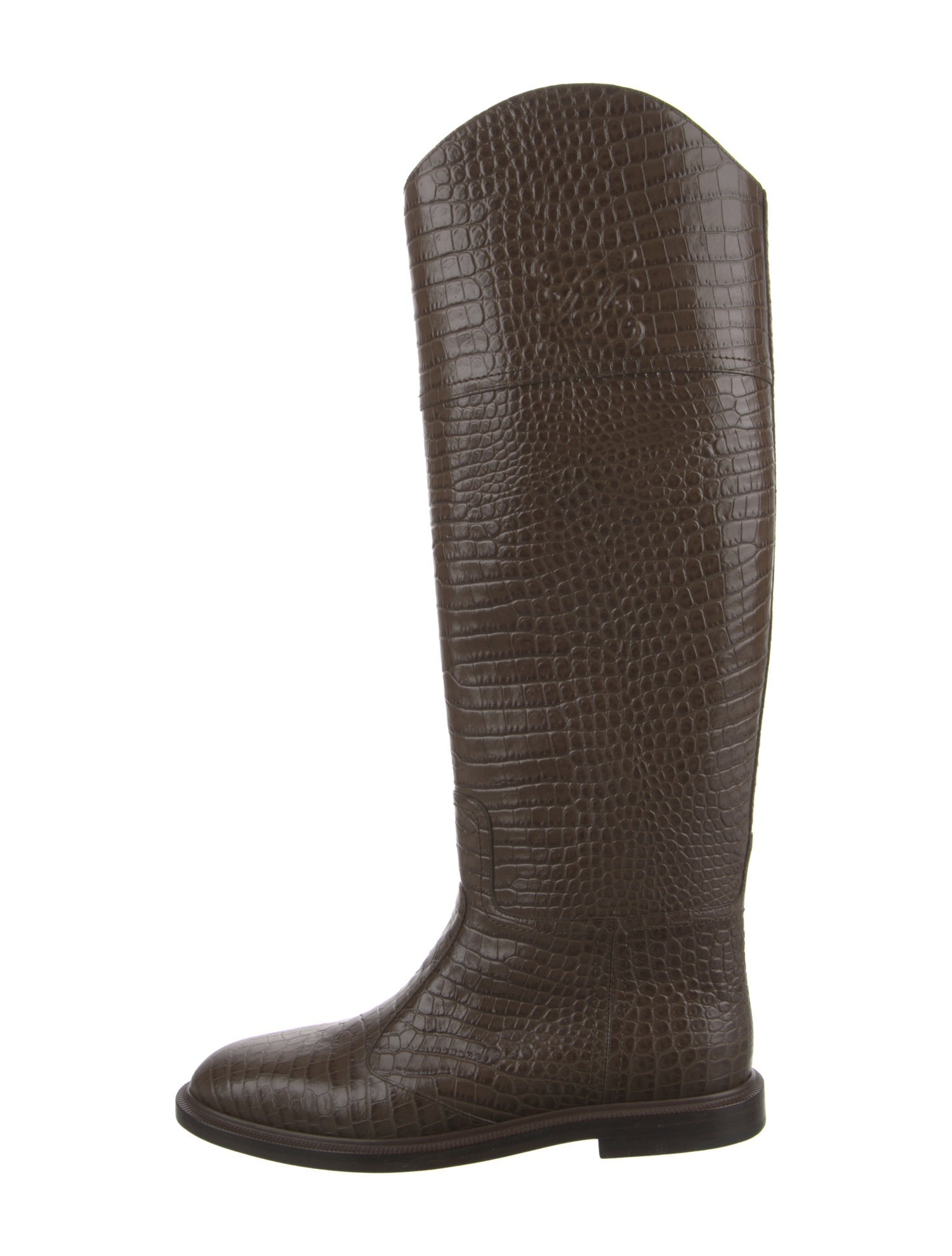 Fendi Karligraphy Accent Leather Riding Boots - Brown Boots, Shoes ...