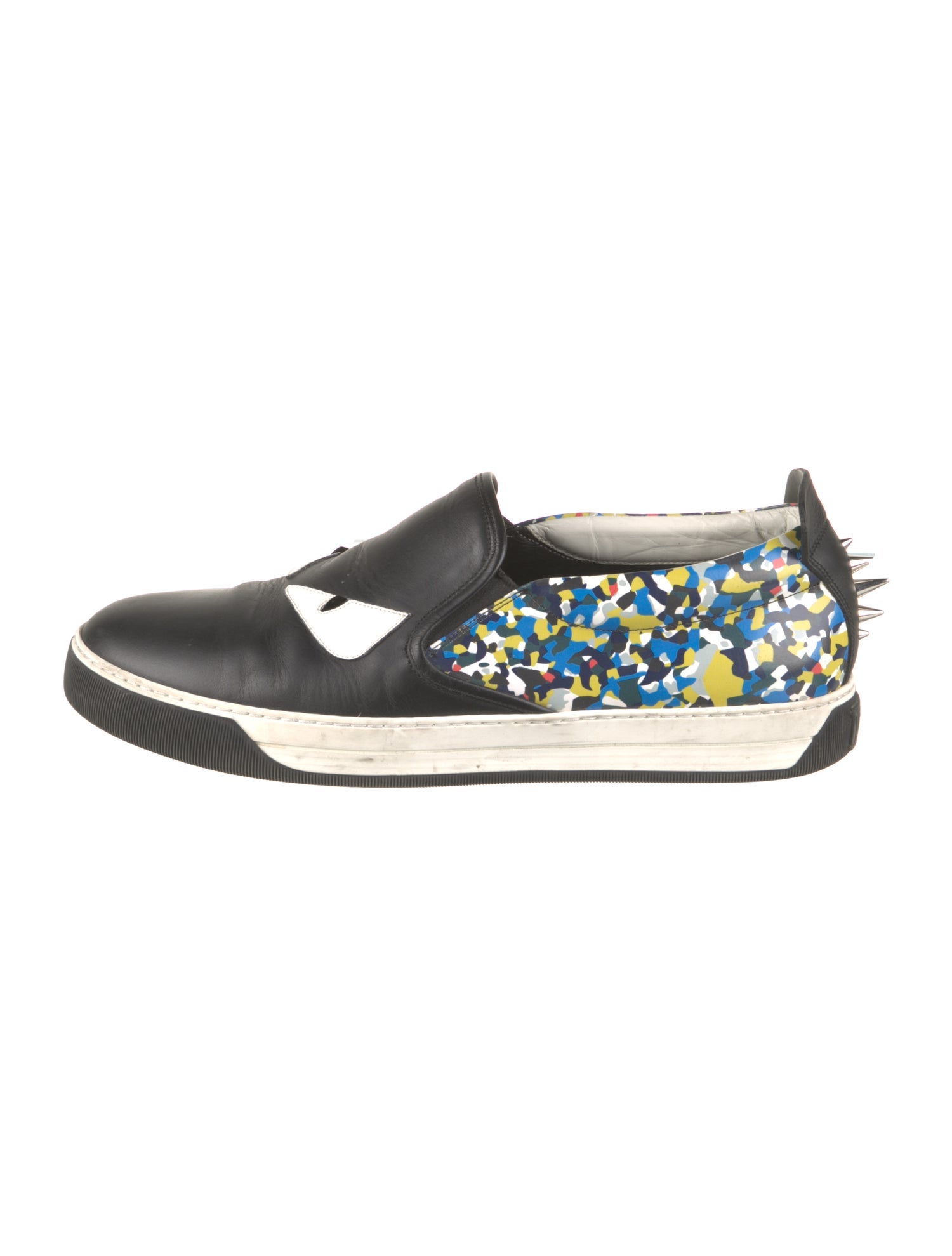 Fendi Monsters Motif Leather Sneakers - Black Sneakers, Shoes ...