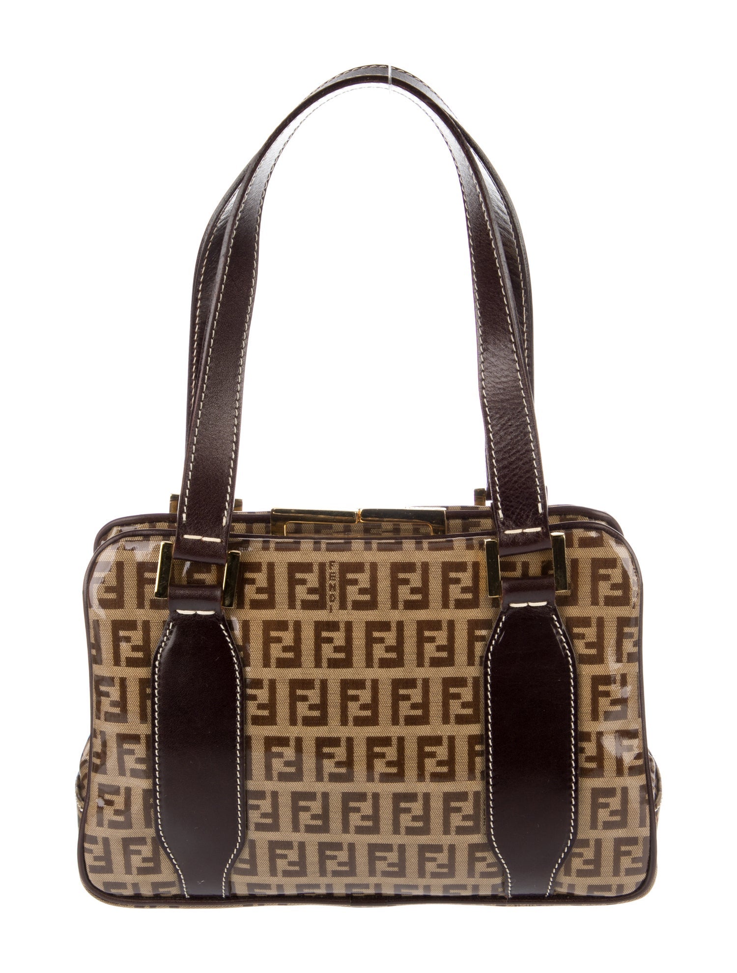 Fendi Zucchino Frame Bag - Brown Handle Bags, Handbags - FEN312528 ...