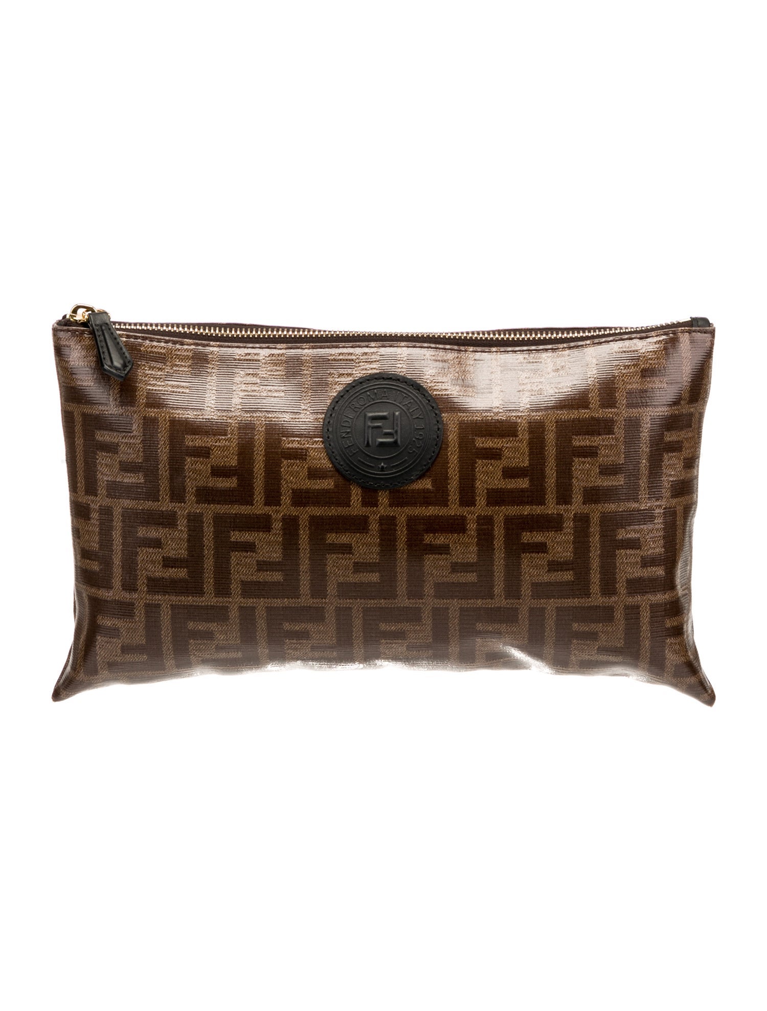 Fendi FF 1974 Large Embossed Pyramid Pouch - Brown Clutches, Handbags ...