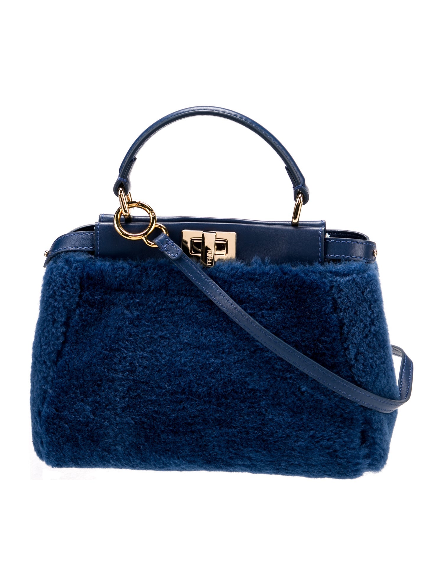 Fendi Mini Shearling Peekaboo - Blue Handle Bags, Handbags - FEN314139 ...