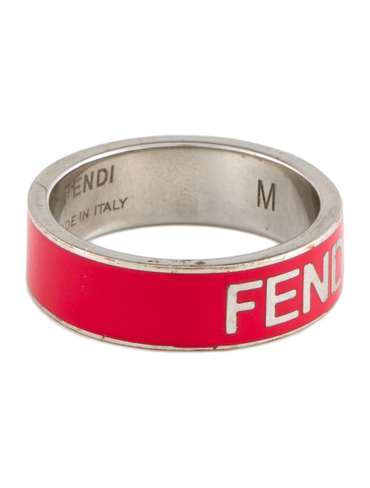 Fendi Logo Lettering Band Ring In Rouge - Silver-Tone Metal Band, Rings ...