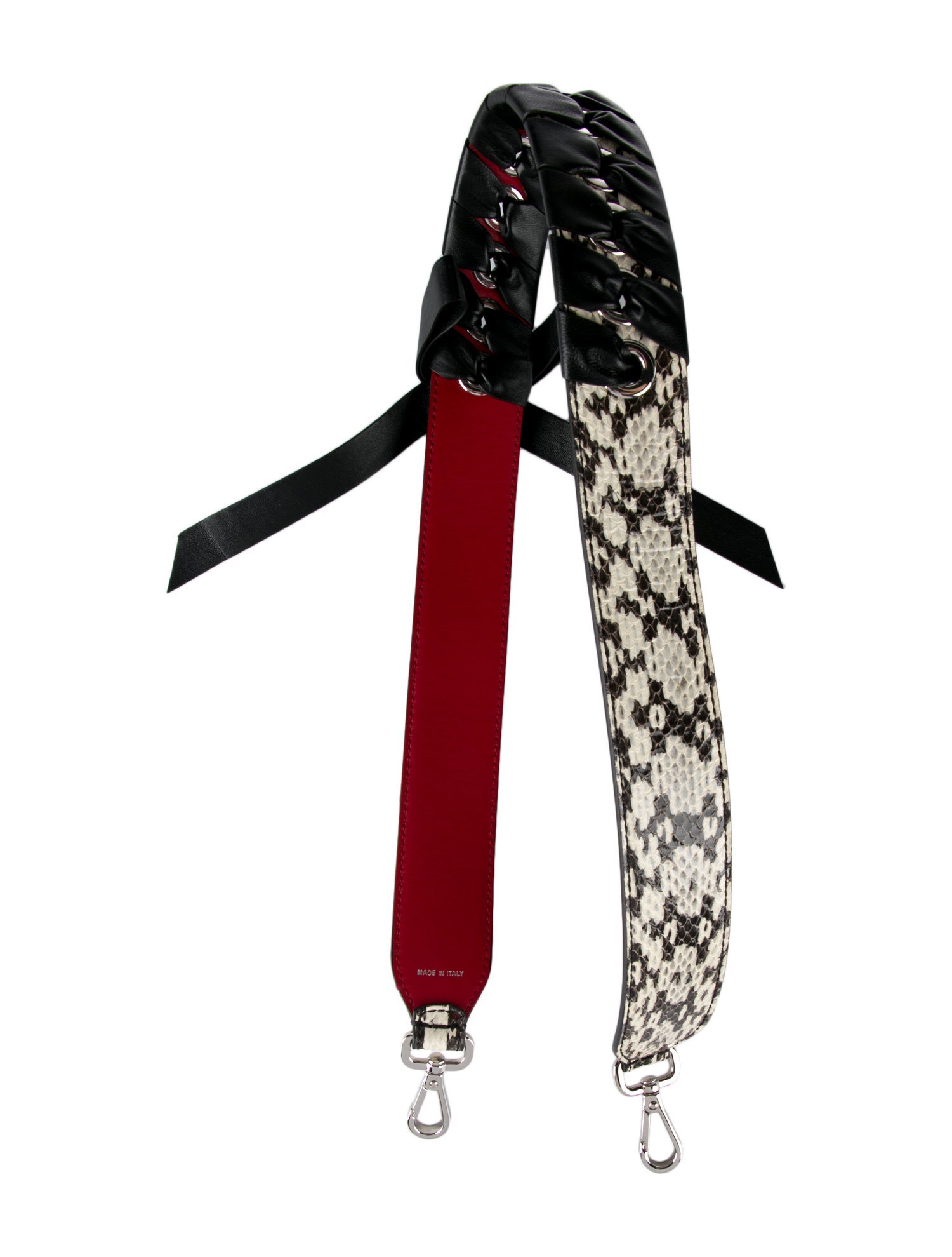 Fendi Women's Snakeskin and Leather Bag Strap. - Black Bag Accessories ...