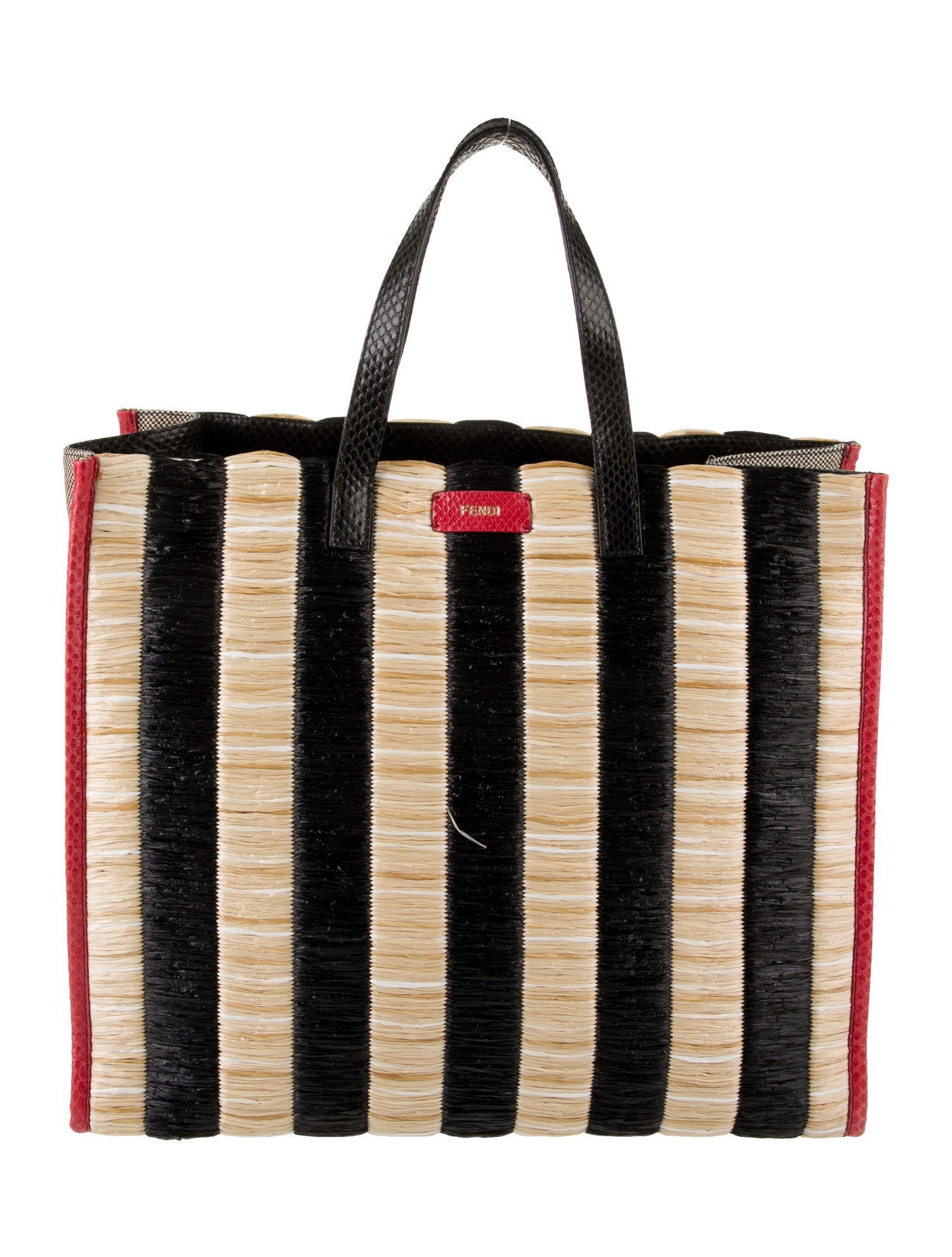 Fendi Snakeskin-Trimmed Raffia Shopper Tote - Neutrals Totes, Handbags ...