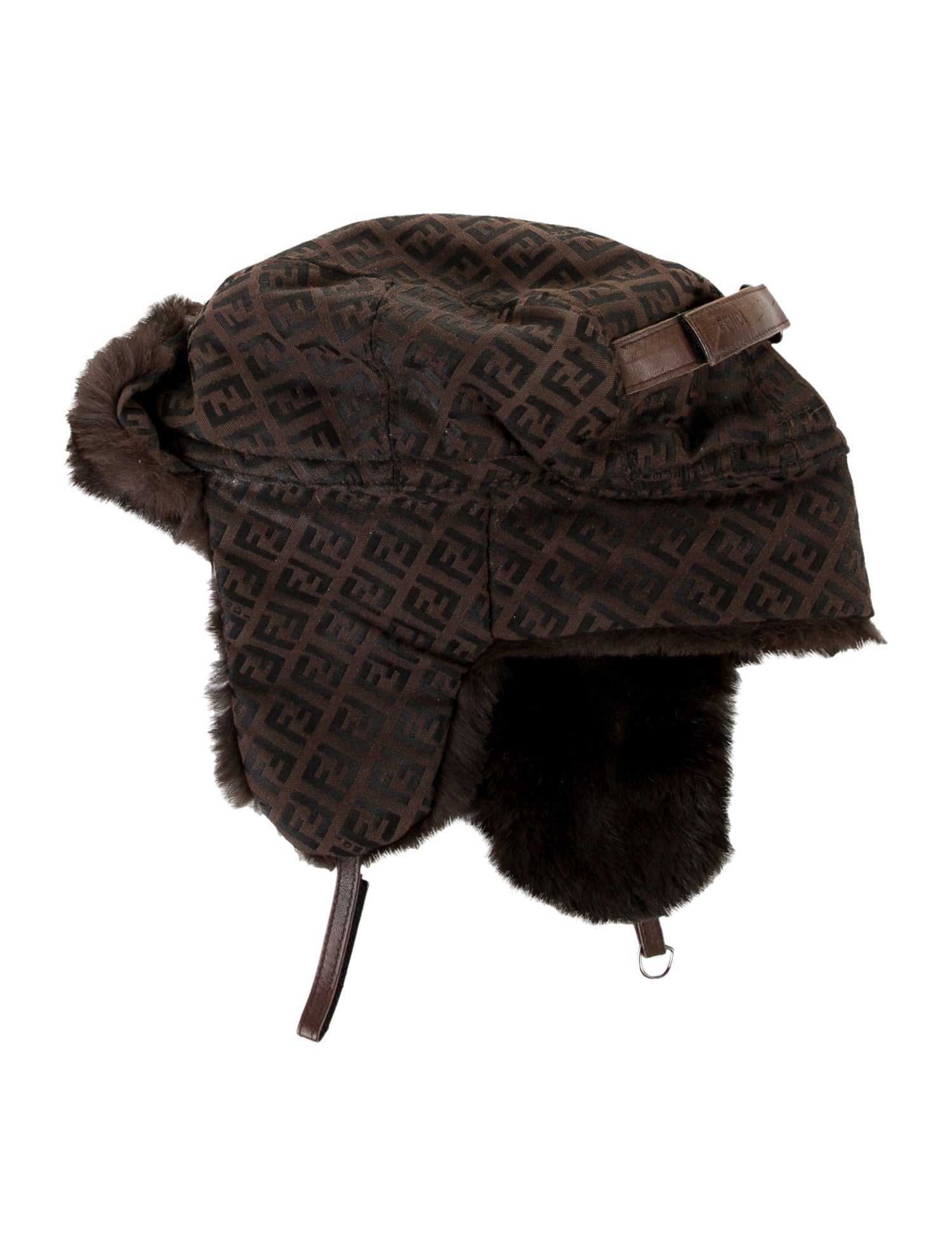 Fendi Zucca FF Canvas Trapper Hat - Brown Hats, Accessories - FEN318129 ...