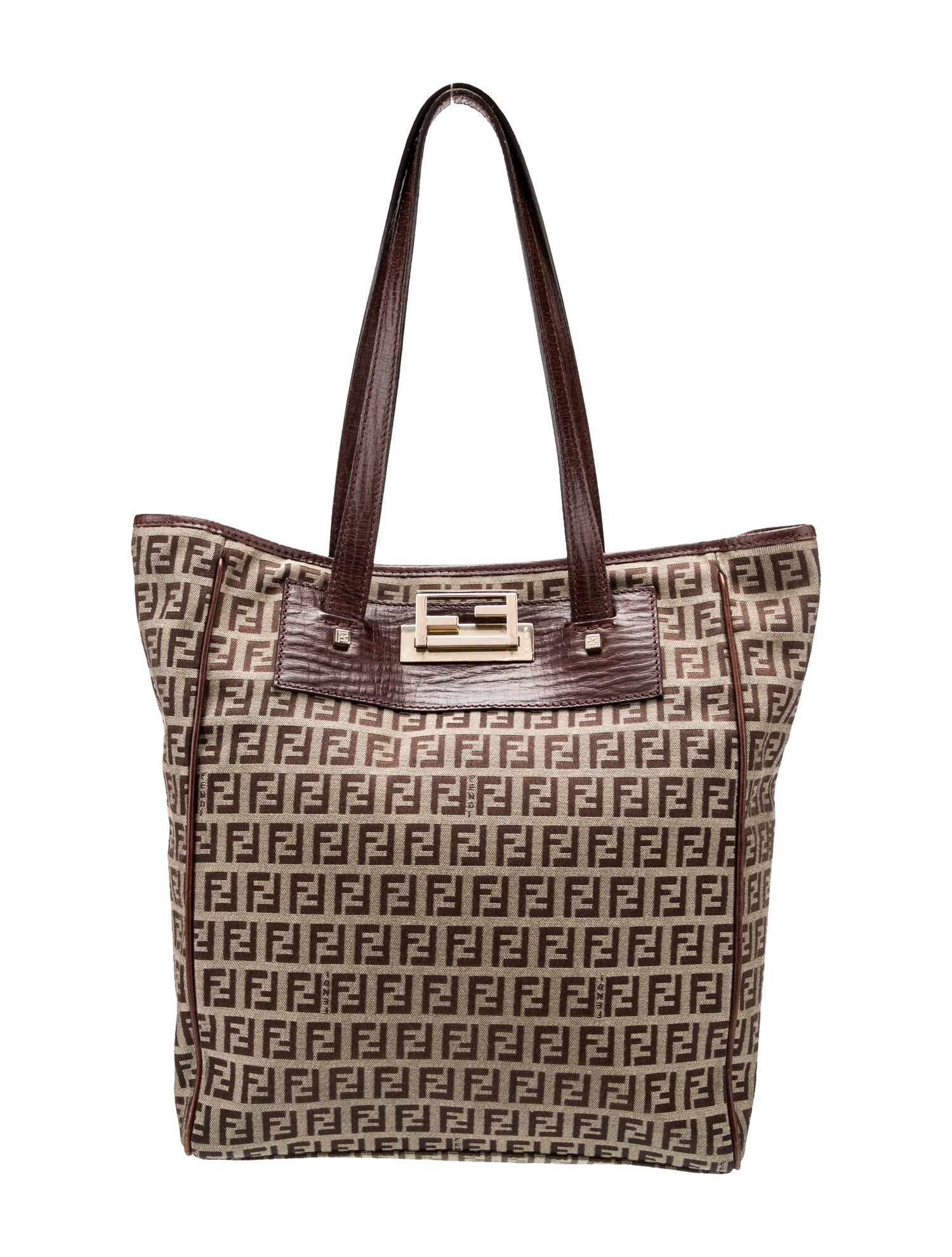 Fendi Leather-Trimmed Zucchino Tote Bag - Brown Totes, Handbags ...