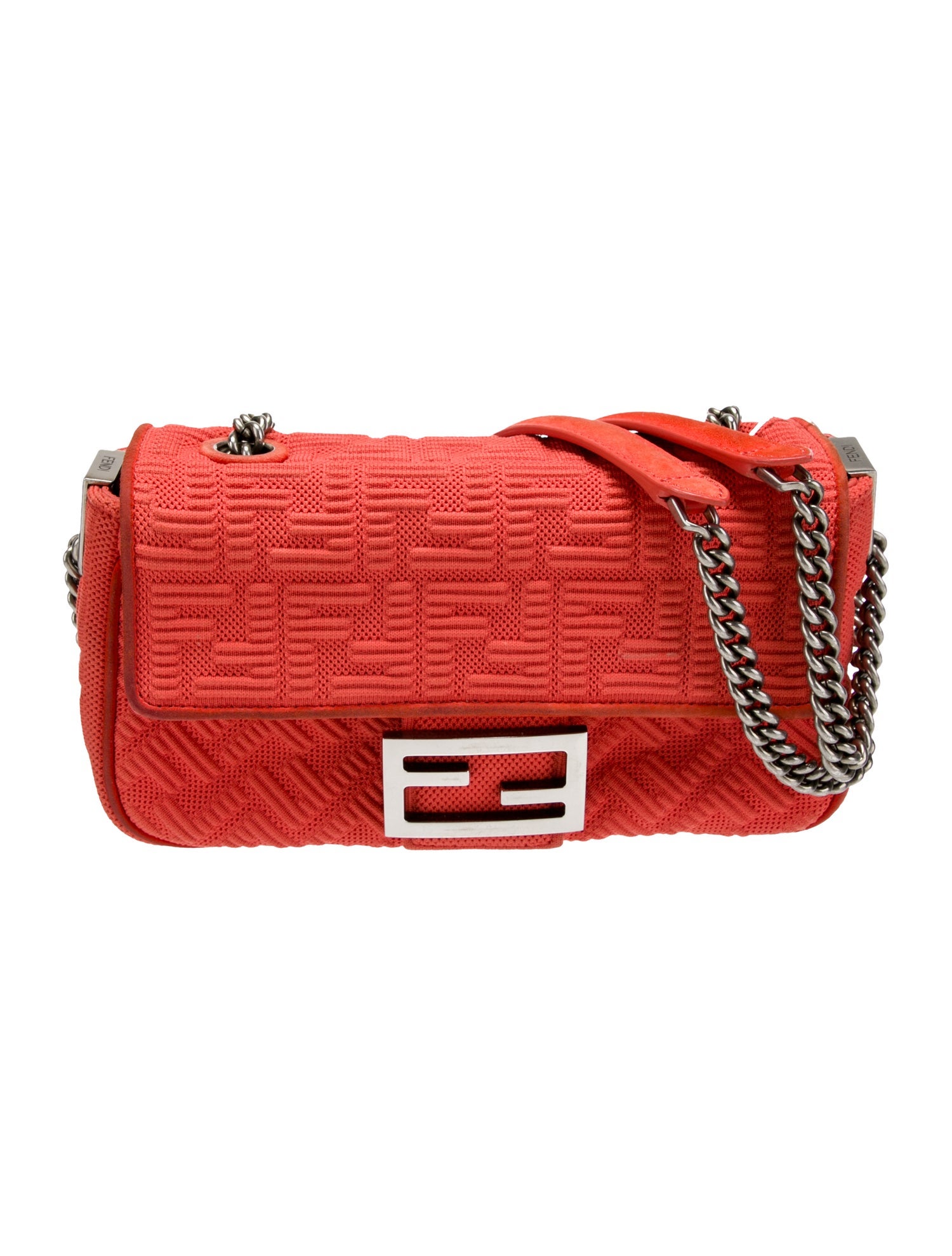 Fendi Zucca Midi Chain Baguette - Orange Shoulder Bags, Handbags ...
