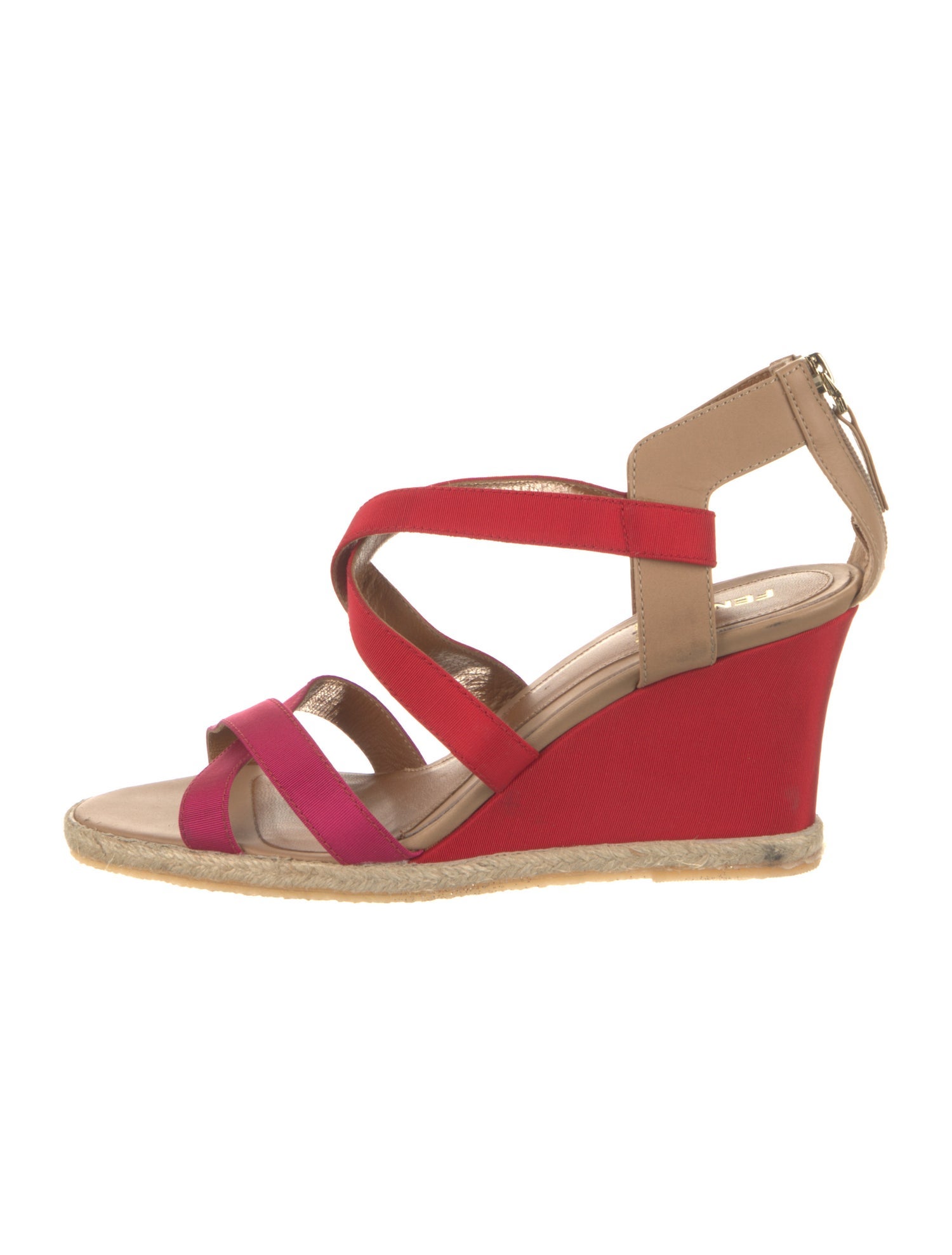 Fendi Canvas Colorblock Pattern Espadrilles - Red Sandals, Shoes ...