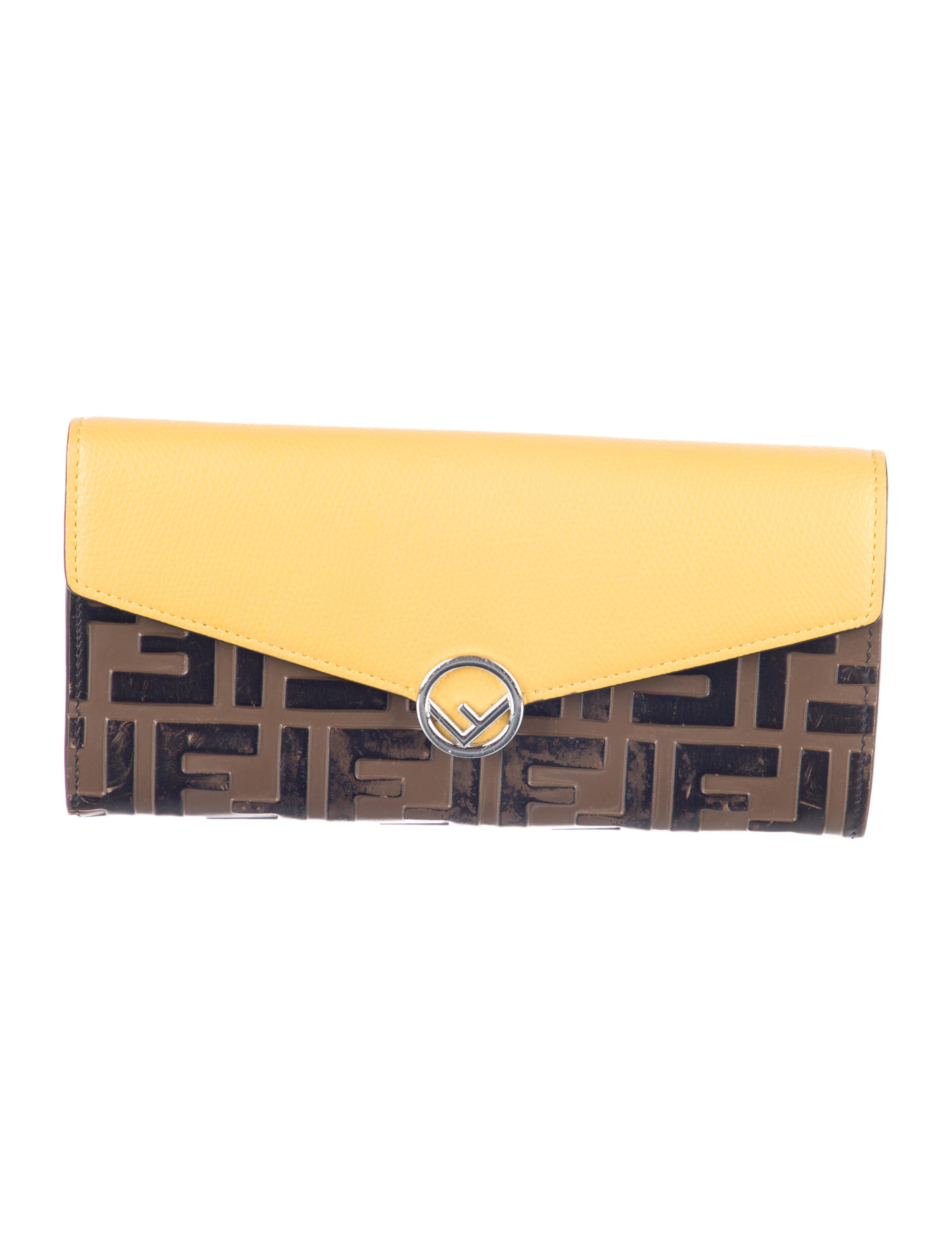 Fendi FF Embossed F Is Zucca FF Logo Continental Wallet - Brown Wallets ...