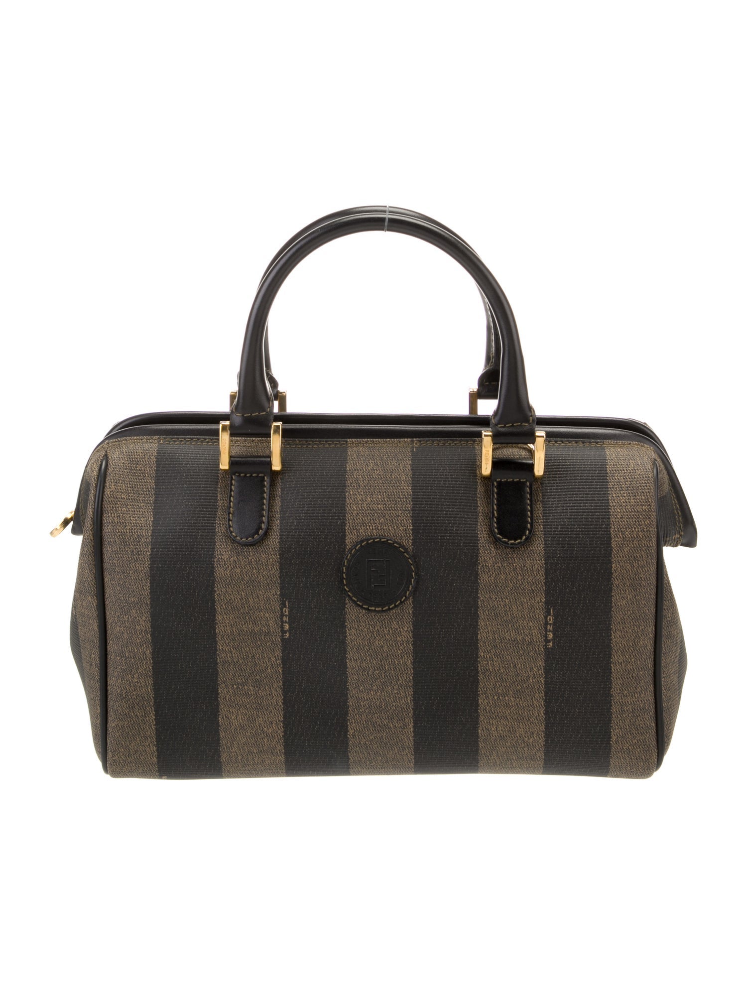 Fendi Pequin Boston Bag - Brown Handle Bags, Handbags - FEN322385 | The ...