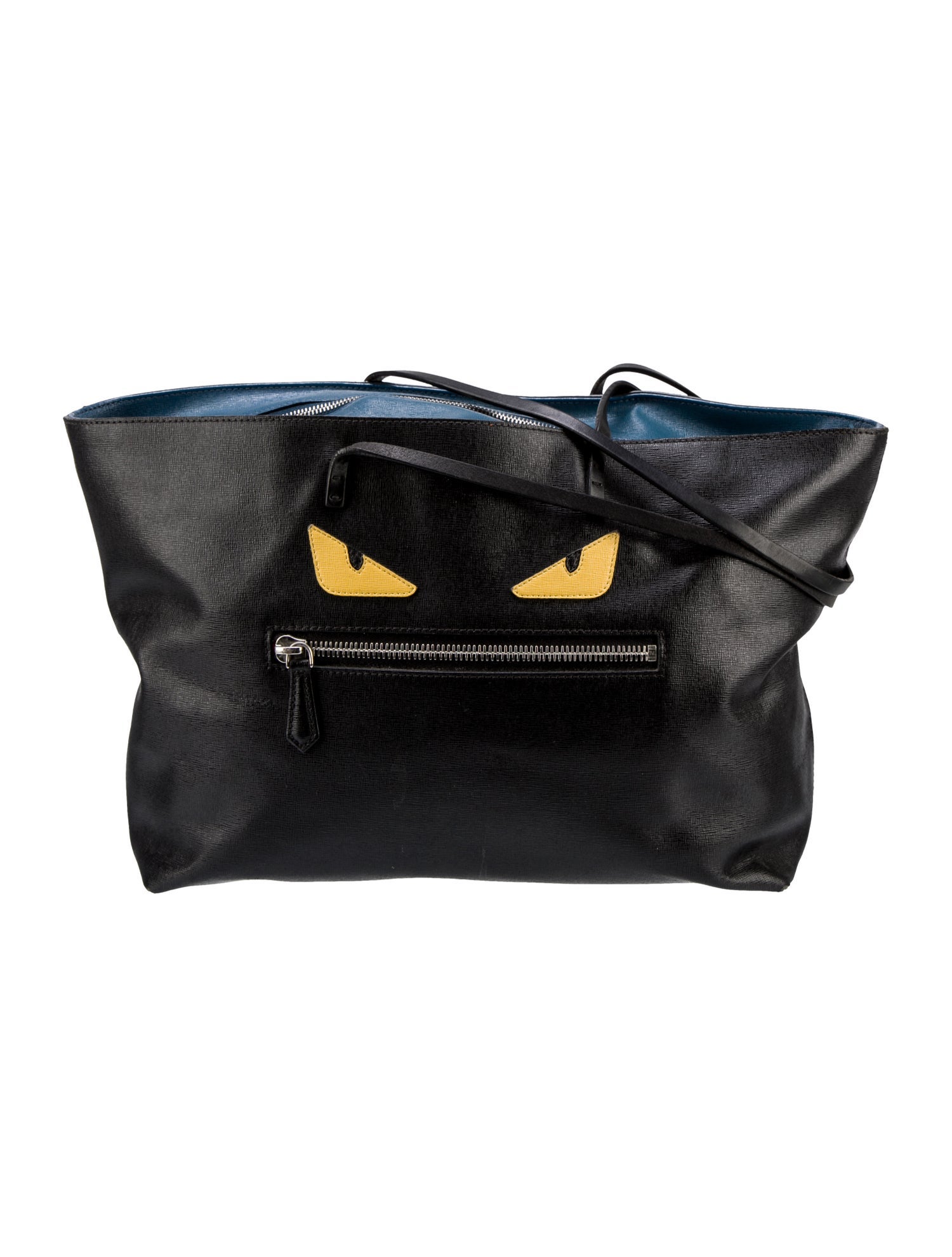 Fendi Leather Roll Tote Medium Monsters Motif - Black Totes, Handbags ...
