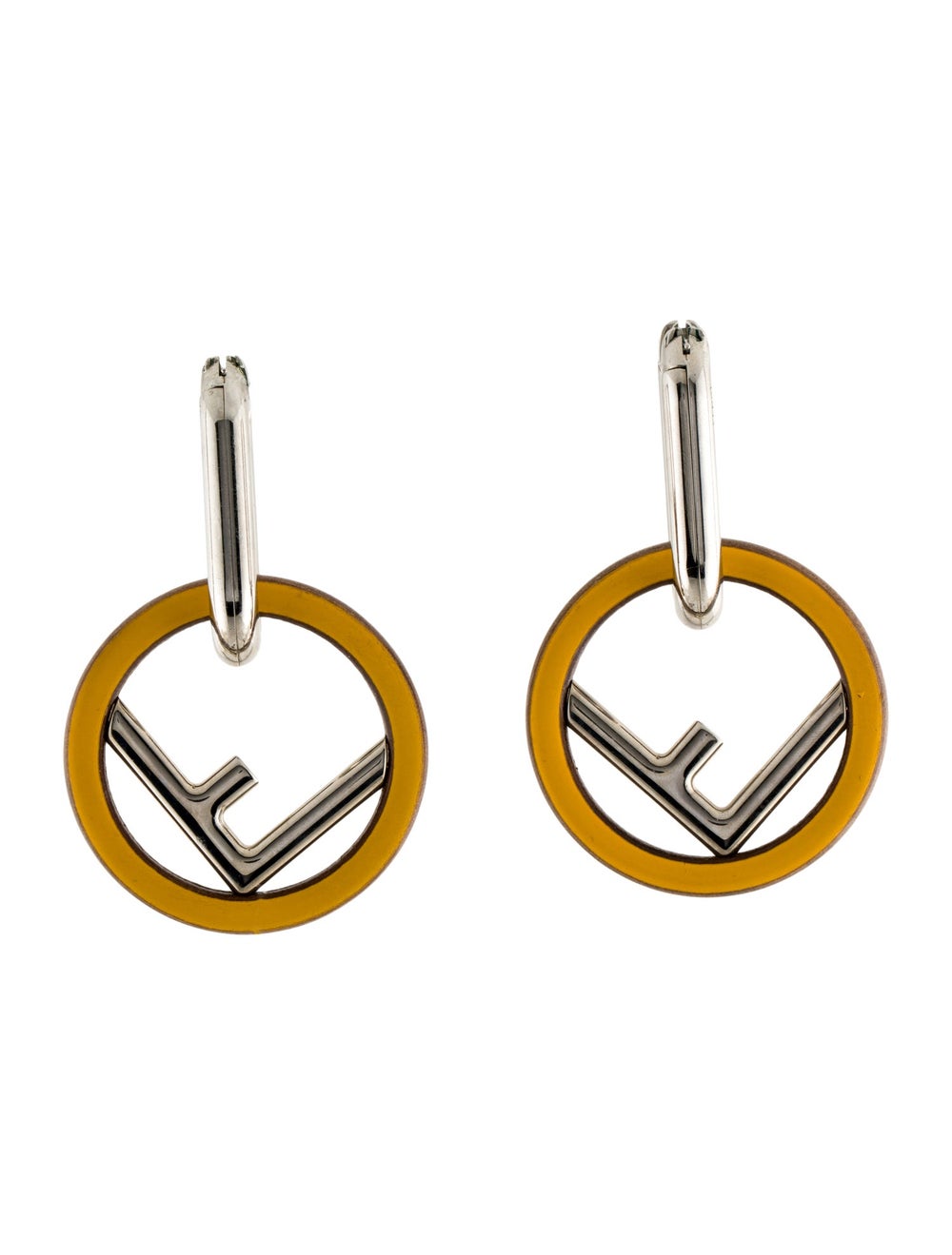 Fendi Leather F is Fendi Drop Earrings - Brown, Silver-Tone Metal Drop ...