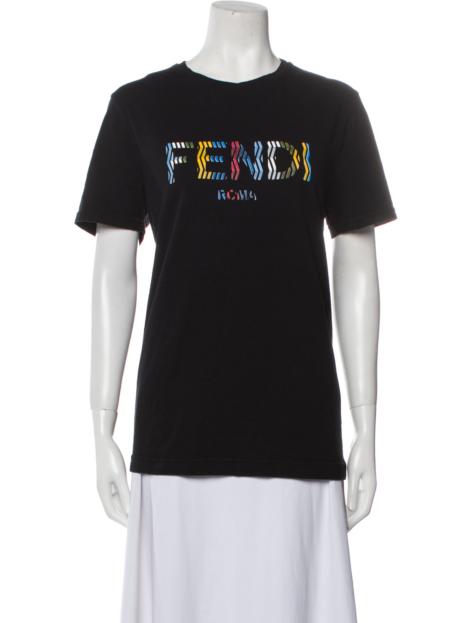 Fendi Graphic Print Crew Neck T-Shirt - Black Tops, Clothing - FEN324971 | The RealReal
