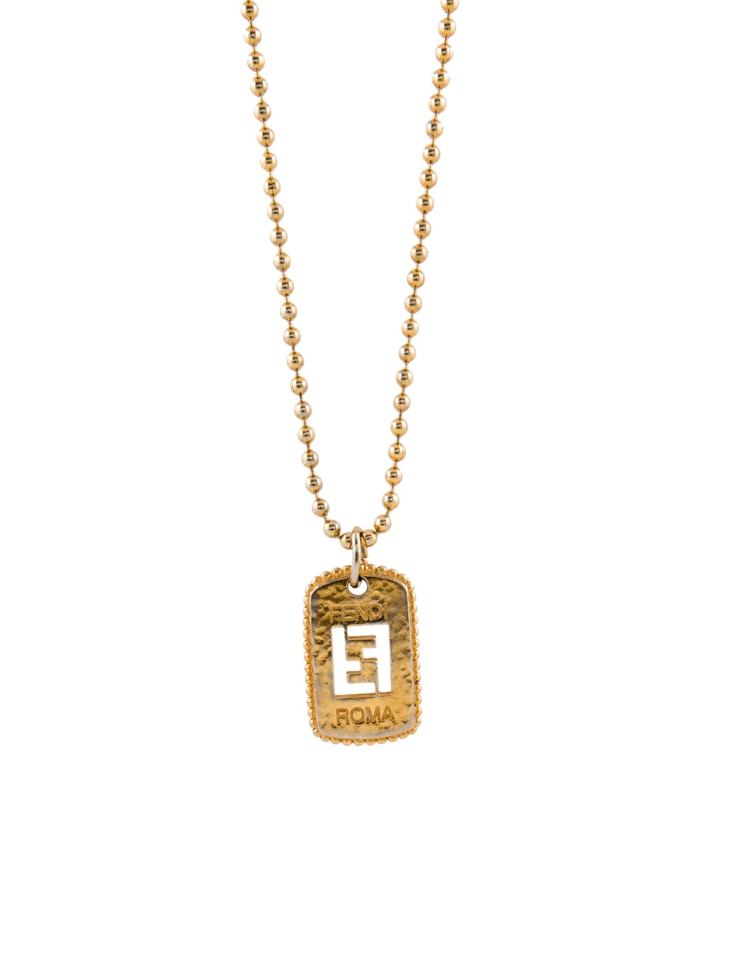 Fendi Logo Pendant Necklace - Gold-Tone Metal Pendant Necklace ...