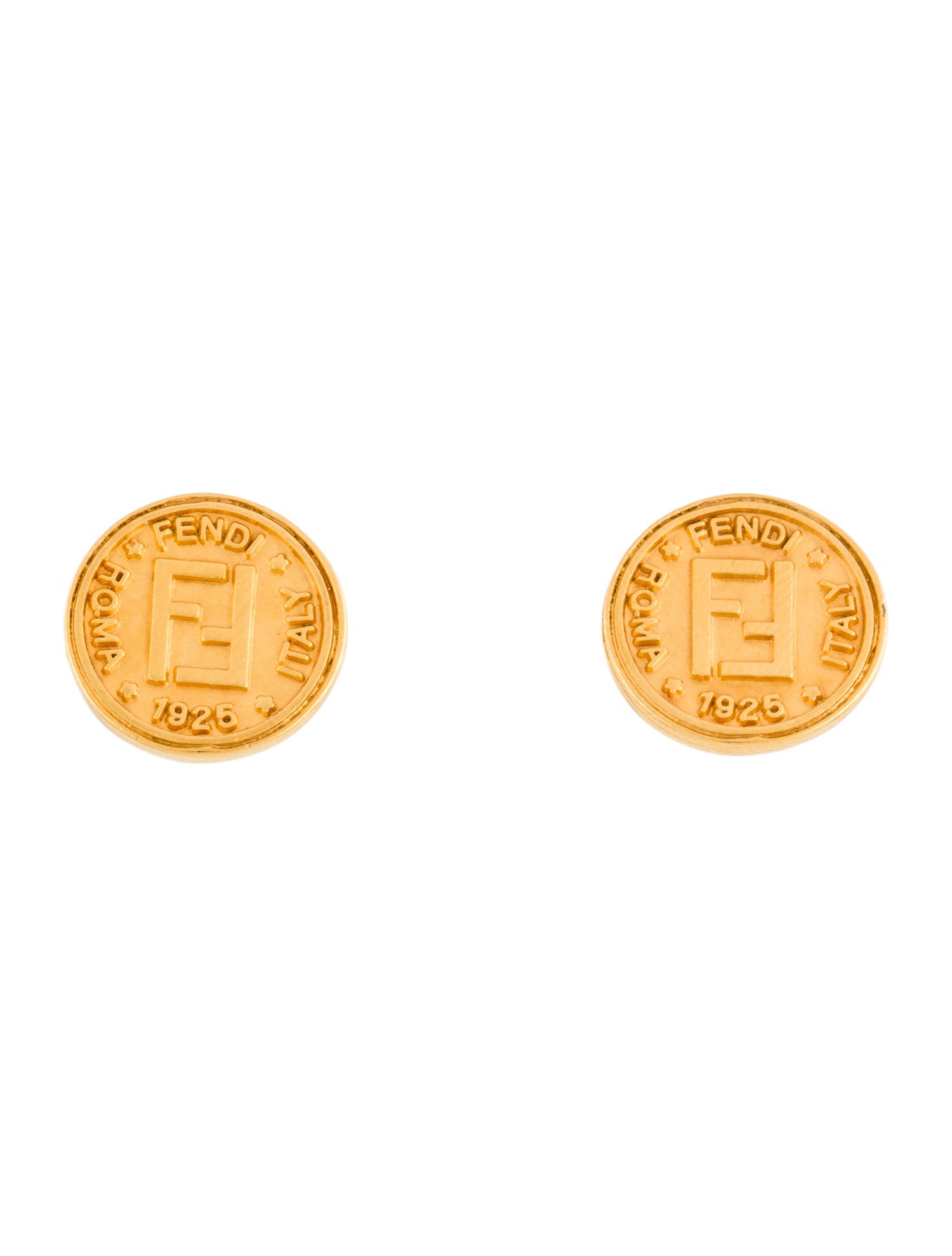 Fendi Vintage Fendi Logo Stud Earrings - Gold-Tone Metal Stud, Earrings ...