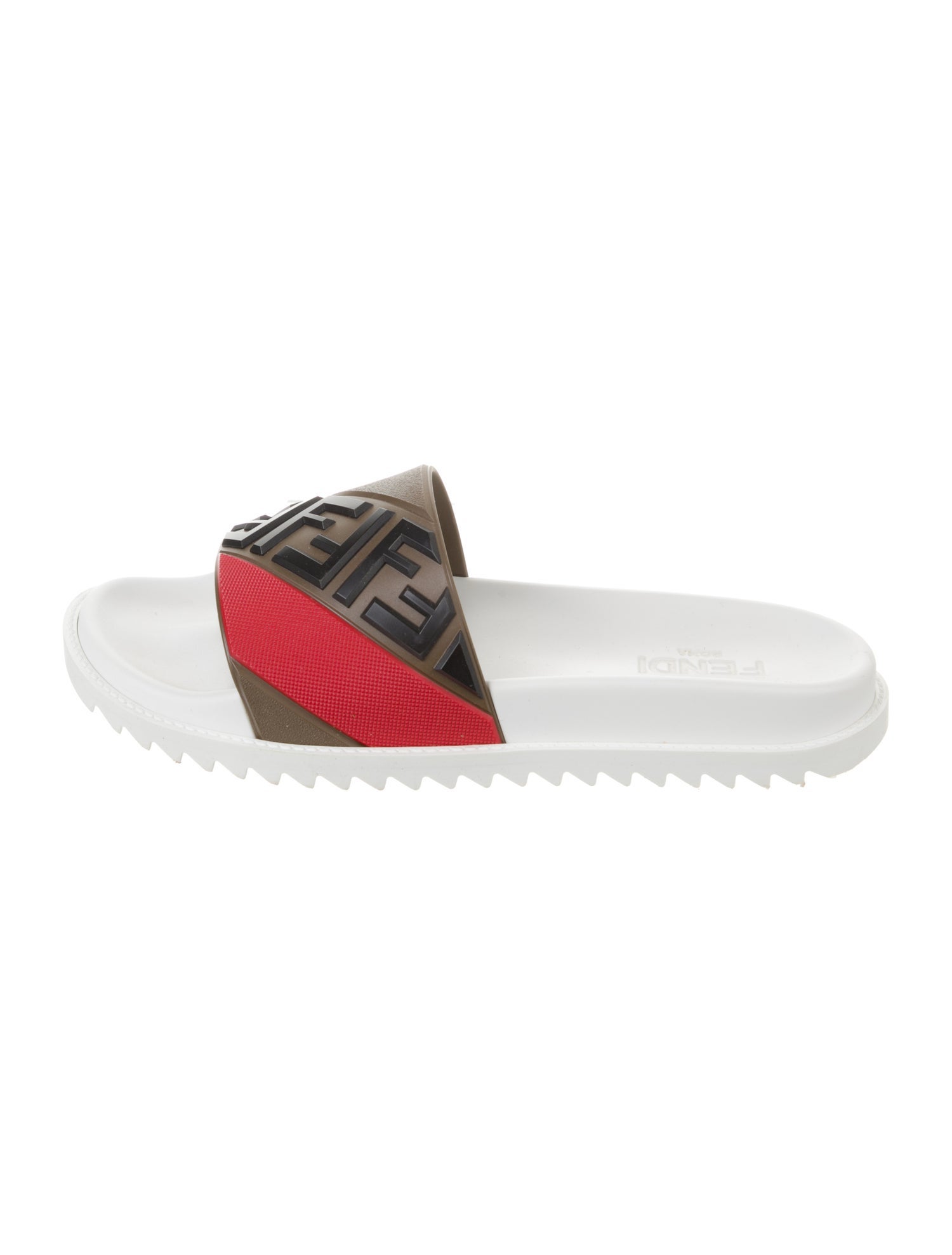 Fendi Zucca FF Logo Rubber Slides - White Sandals, Shoes - FEN325801 ...