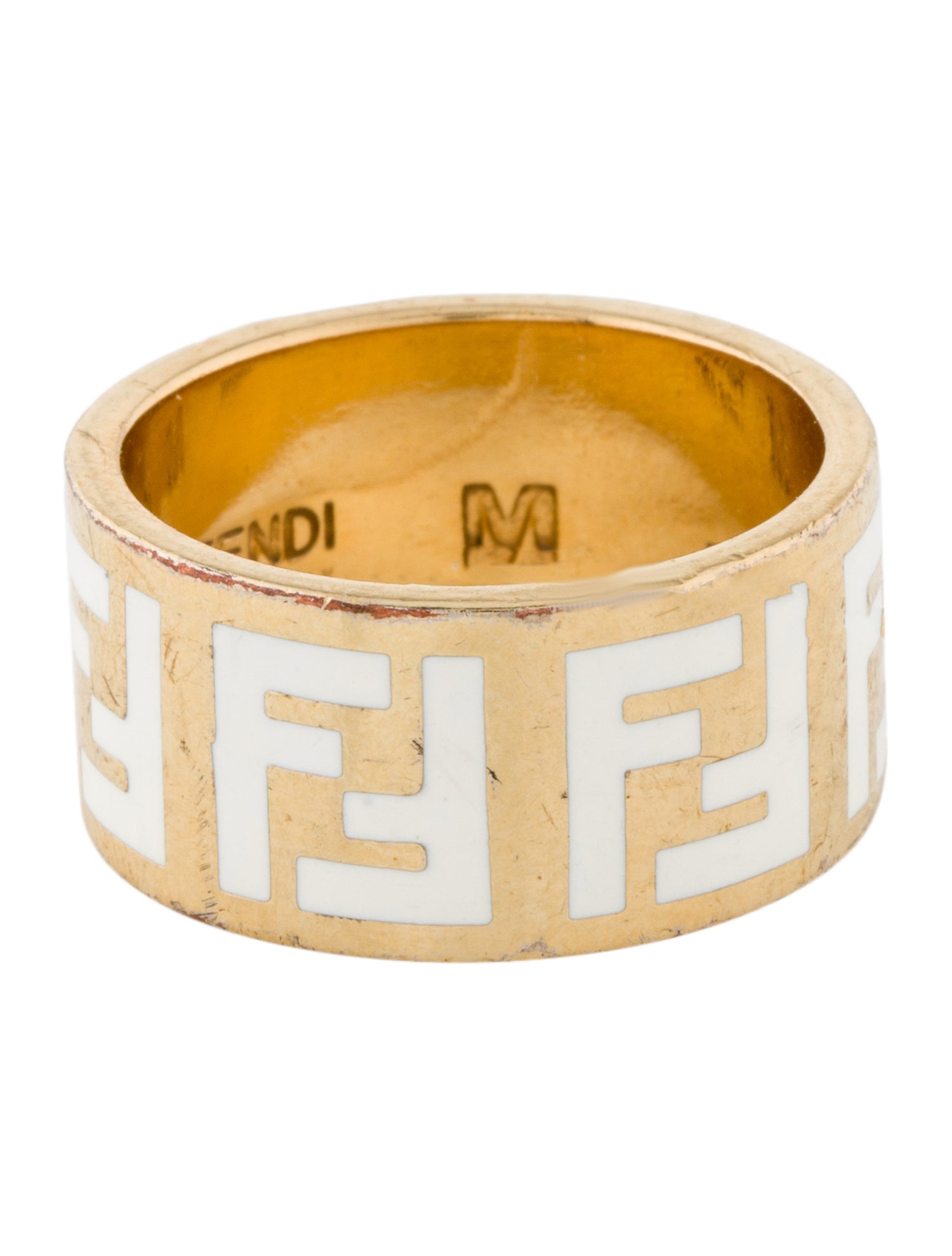 Fendi Enamel Forever Band Ring - White, Gold-Tone Metal Band, Rings ...