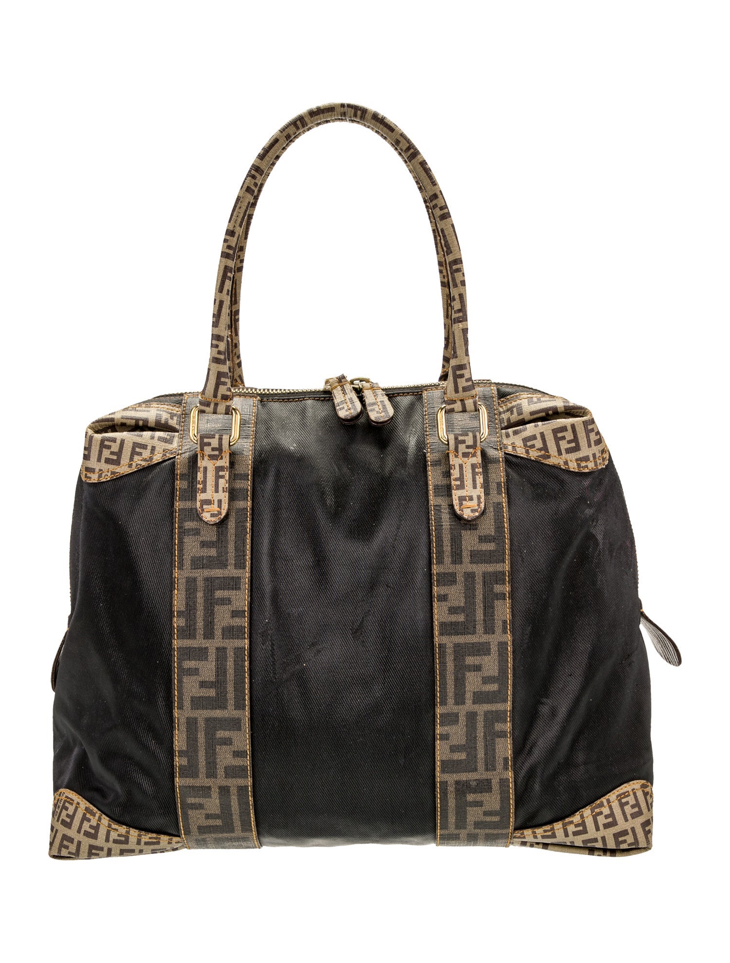 Fendi Zucca FF B. Mixed tote - Black Shoulder Bags, Handbags ...