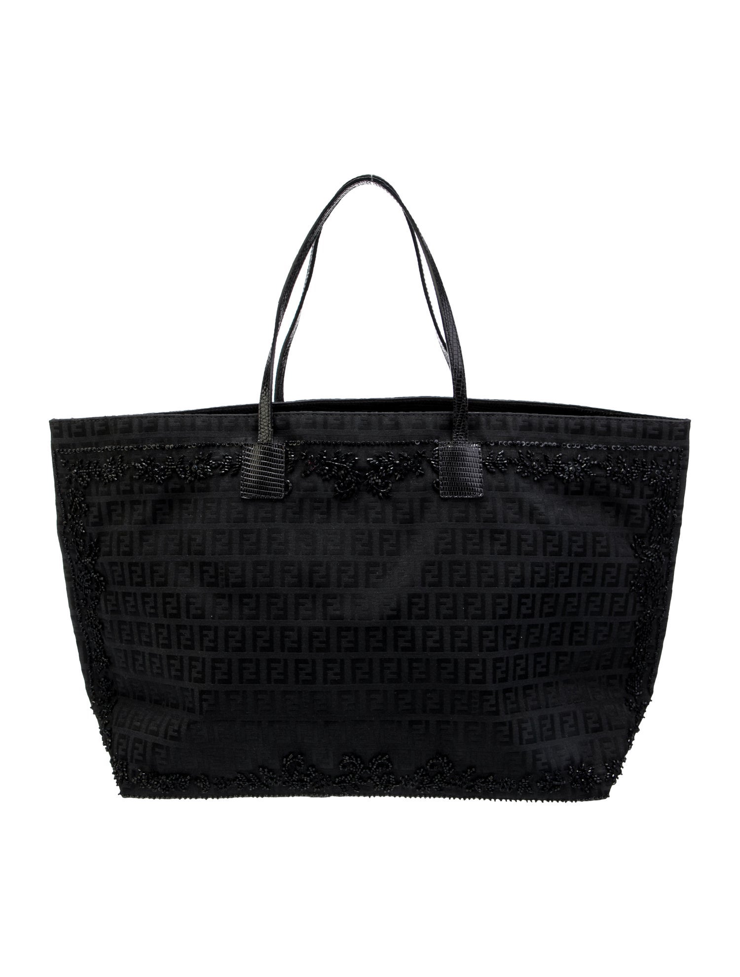Fendi Medium Beaded Zucchino Roll Tote - Black Totes, Handbags ...