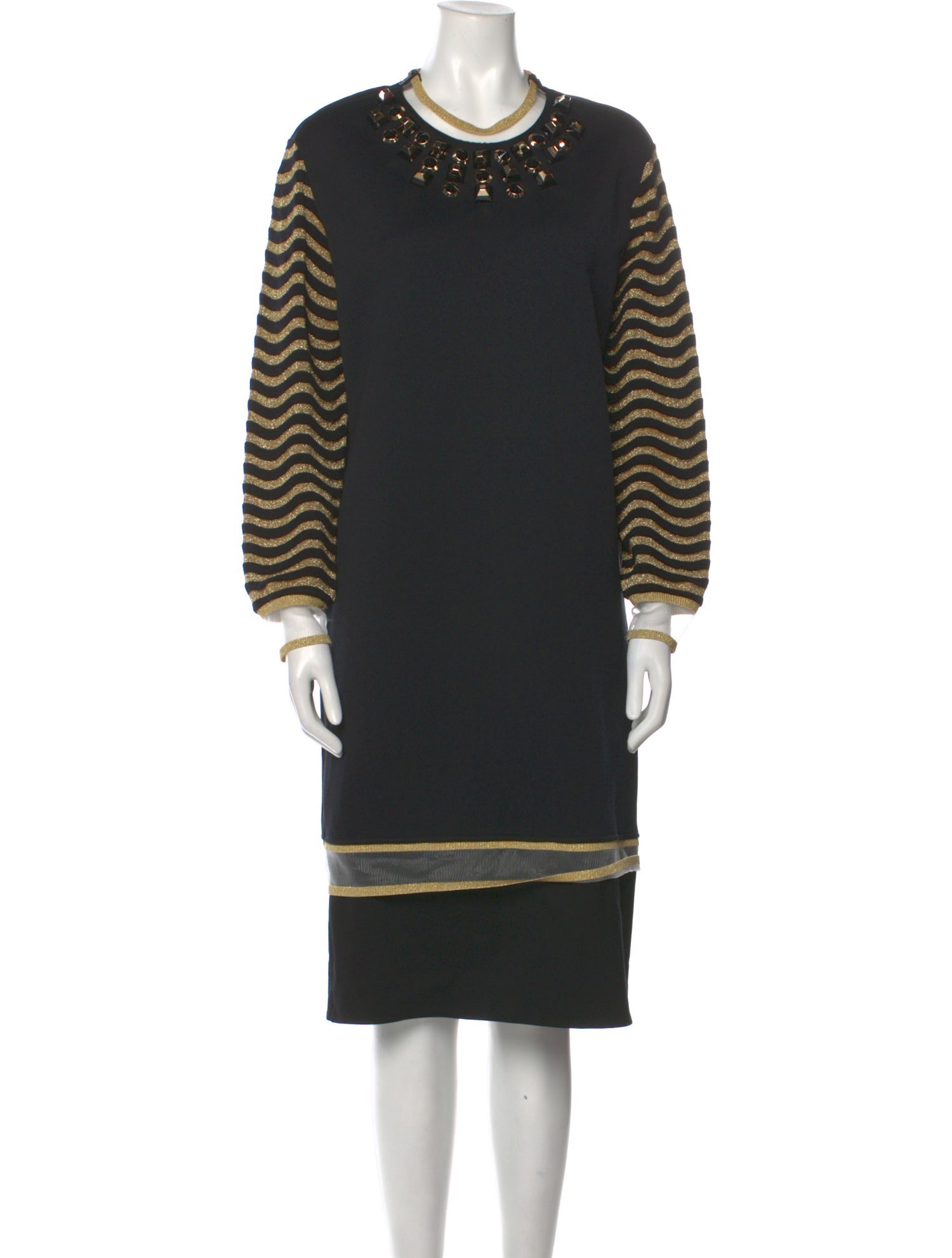 Fendi Striped Midi Length Dress - Black Dresses, Clothing - FEN329918 ...