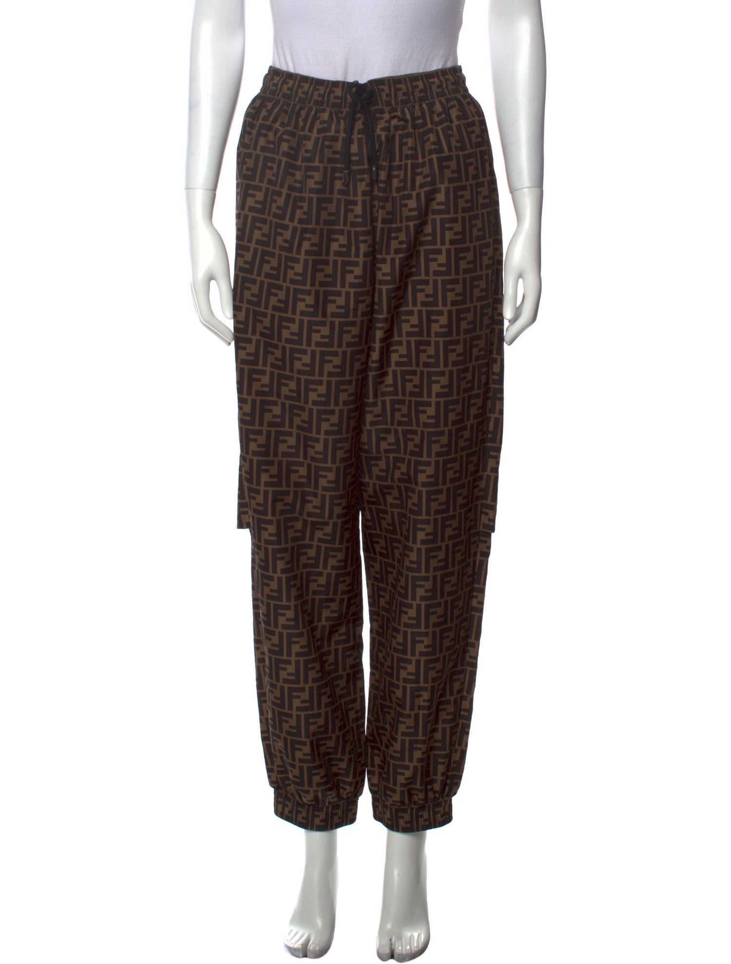 Fendi Printed Skinny Leg Pants - Neutrals, 12" Rise Pants, Clothing ...