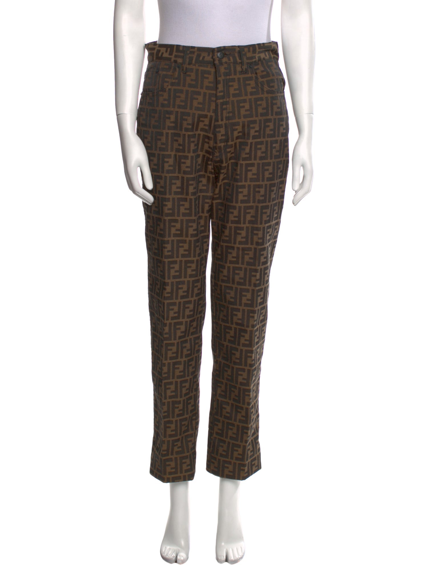 Fendi Vintage Straight Leg Pants - Brown, 12" Rise Pants, Clothing ...