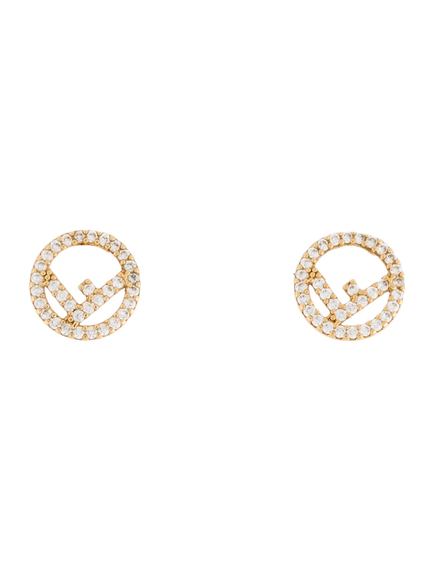 Fendi Crystal F Is Fendi Stud Earrings - Gold-Tone Metal Stud, Earrings ...