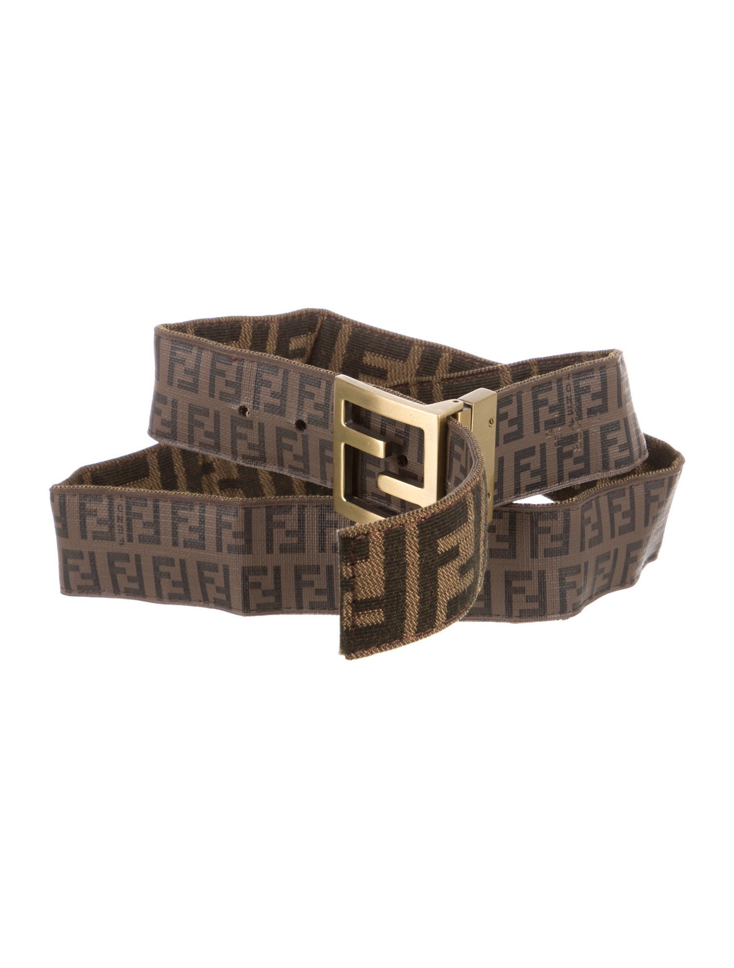 Fendi Zucca FF Logo Leather Belt - Brown Belts, Accessories - FEN334494 ...