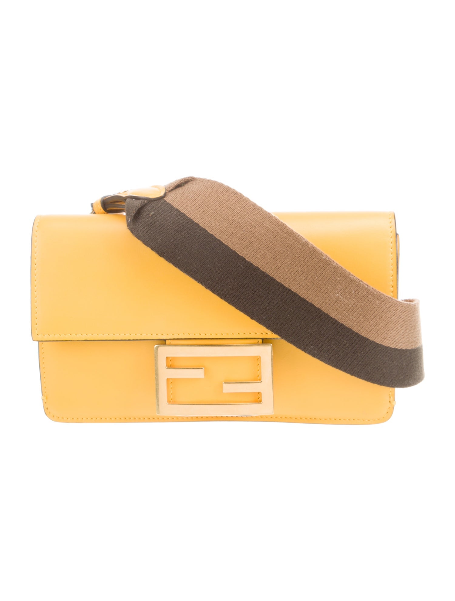 Fendi Flat Baguette Mini Shoulder Bag - Yellow Shoulder Bags, Handbags ...