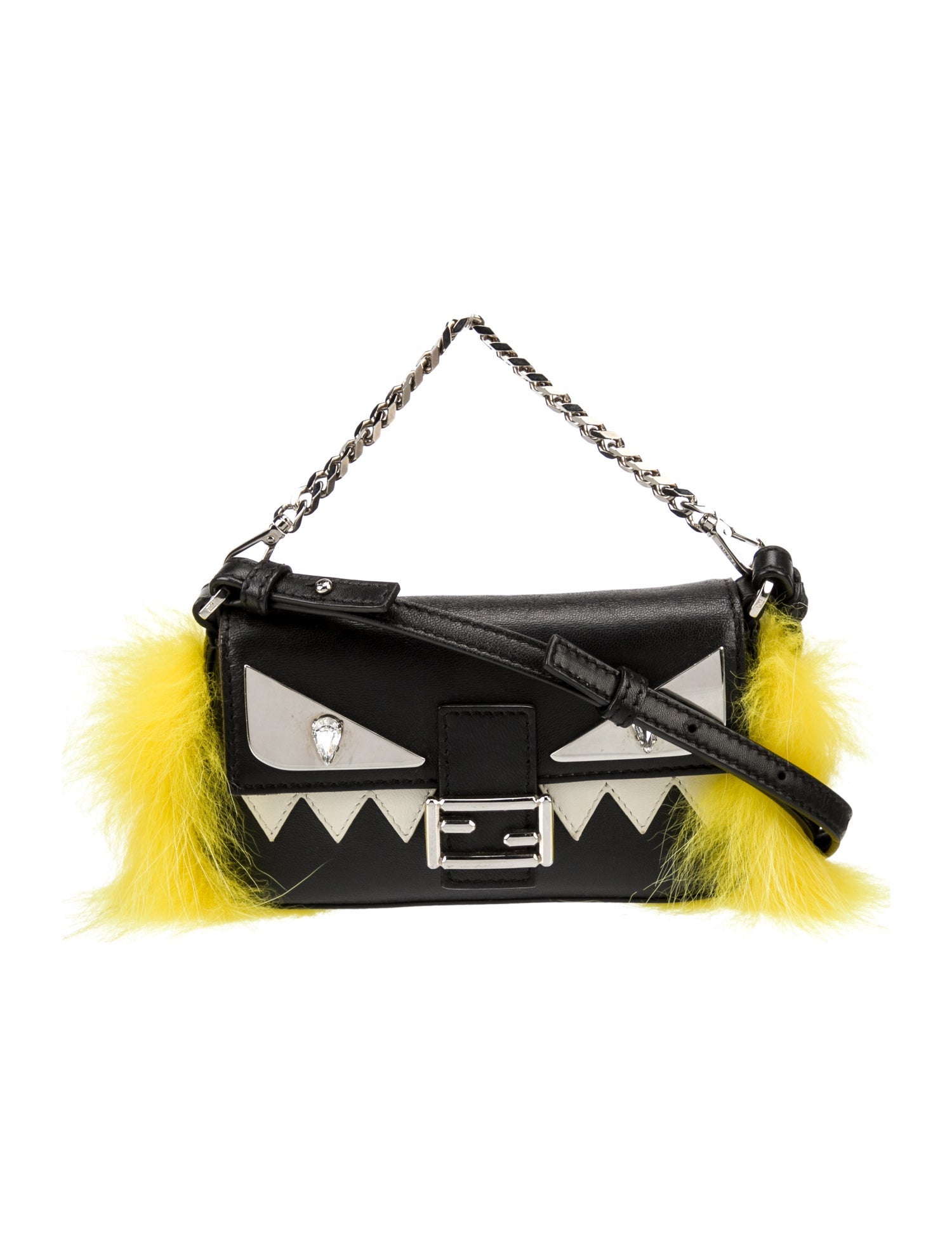 Fendi Micro Monster Baguette - Black Crossbody Bags, Handbags ...