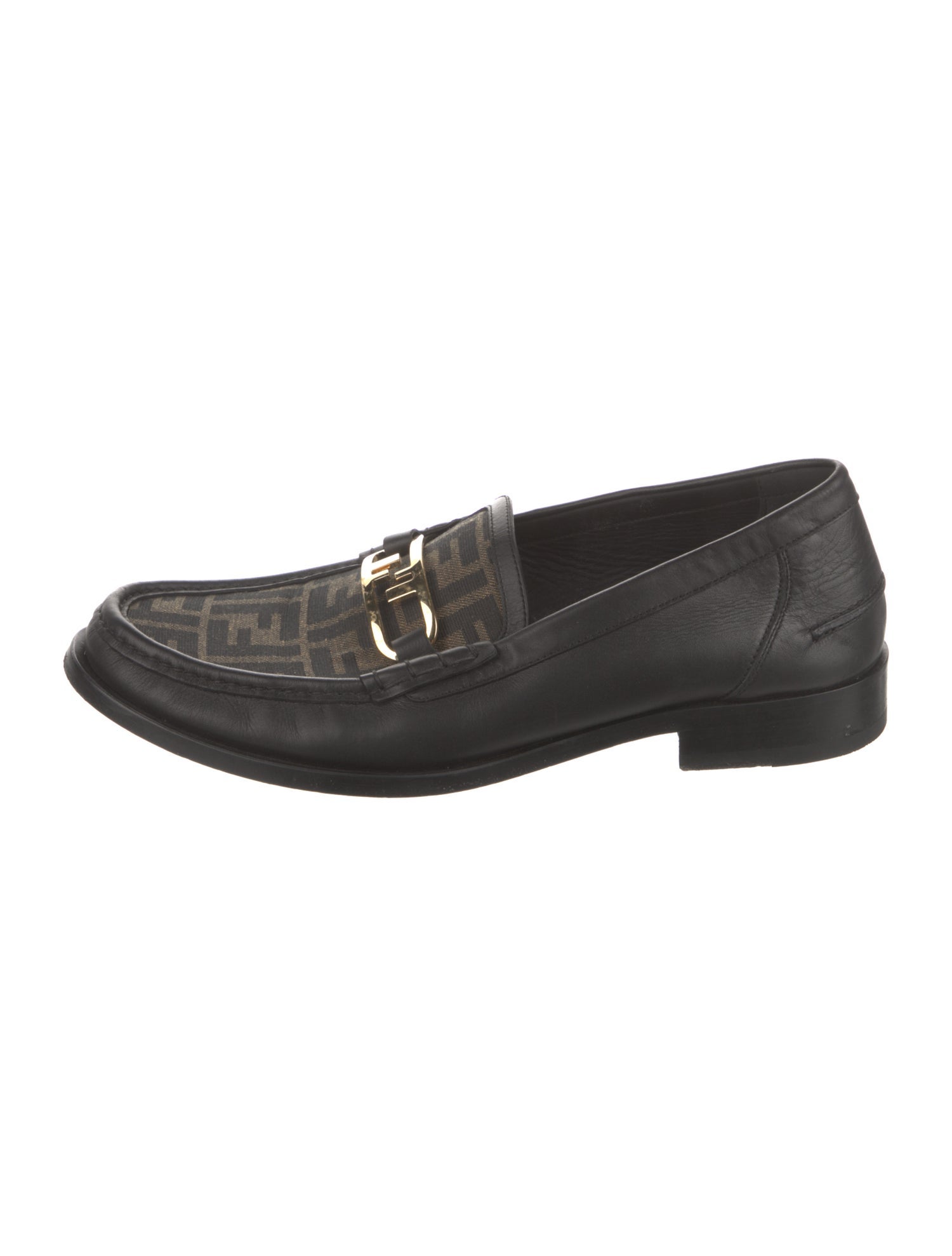 Fendi Zucca FF Logo Leather Loafers - Black Loafers, Shoes - FEN335754 ...