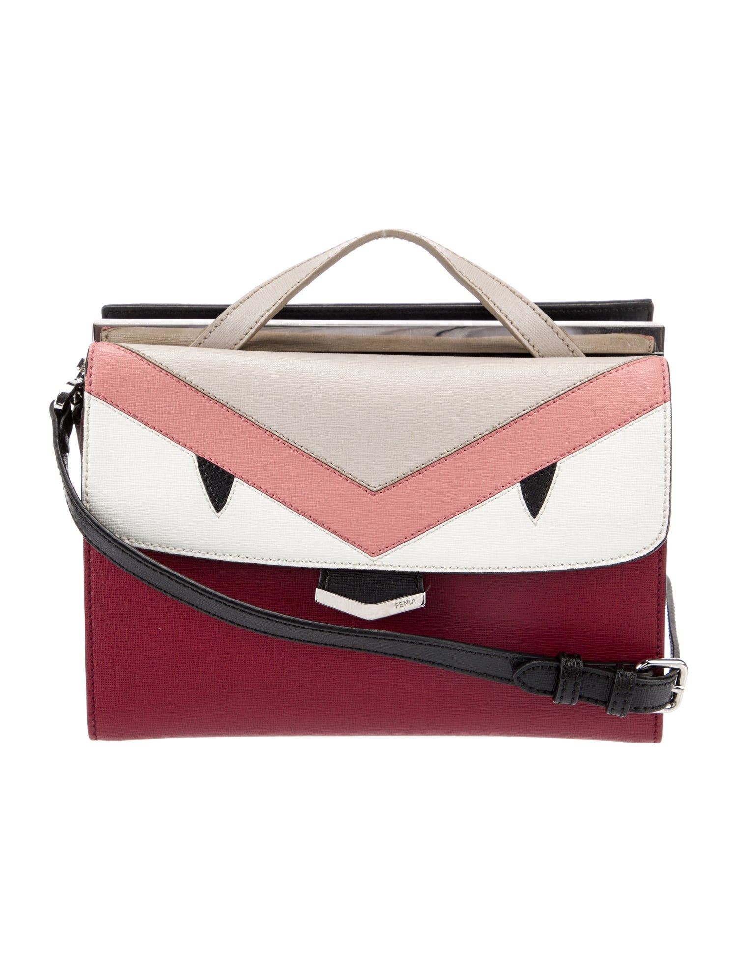 Fendi Monsters Motif Top Handle Bag Small - Burgundy Handle Bags ...