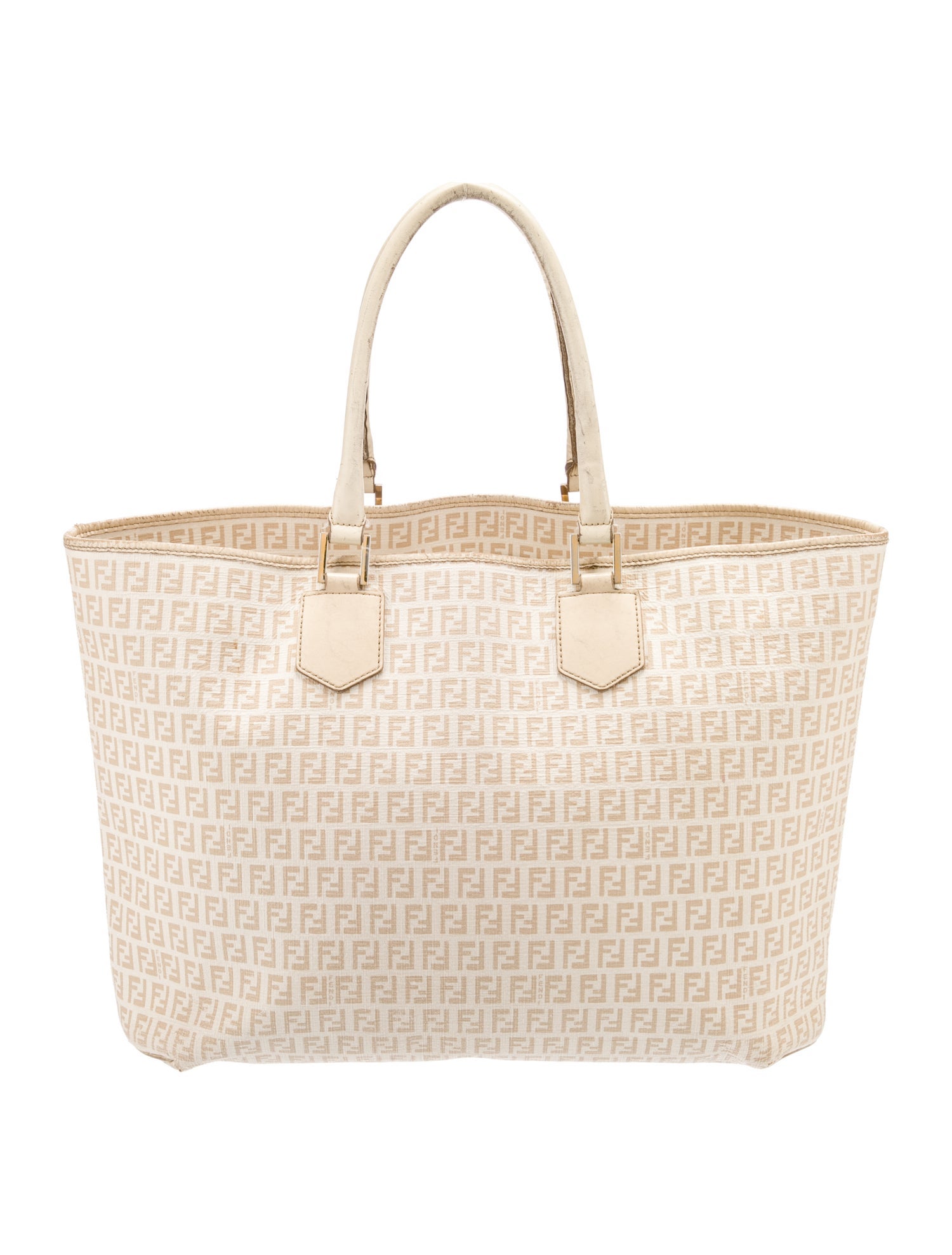 Fendi Zucchino FF Logo Tote - Neutrals Totes, Handbags - FEN336031 ...