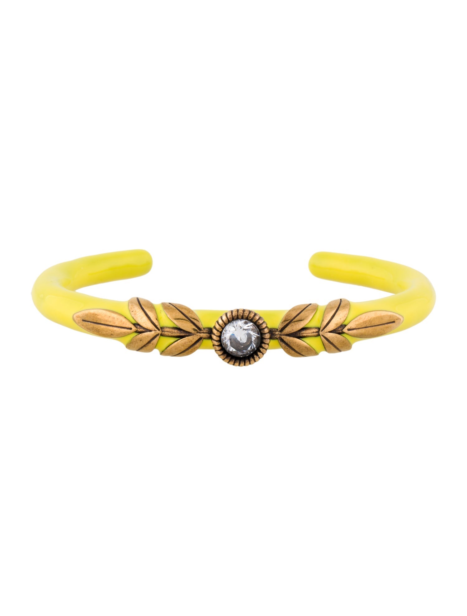 Fendi Crystal & Enamel Cuff Bracelet - Yellow, Brass Cuff, Bracelets ...