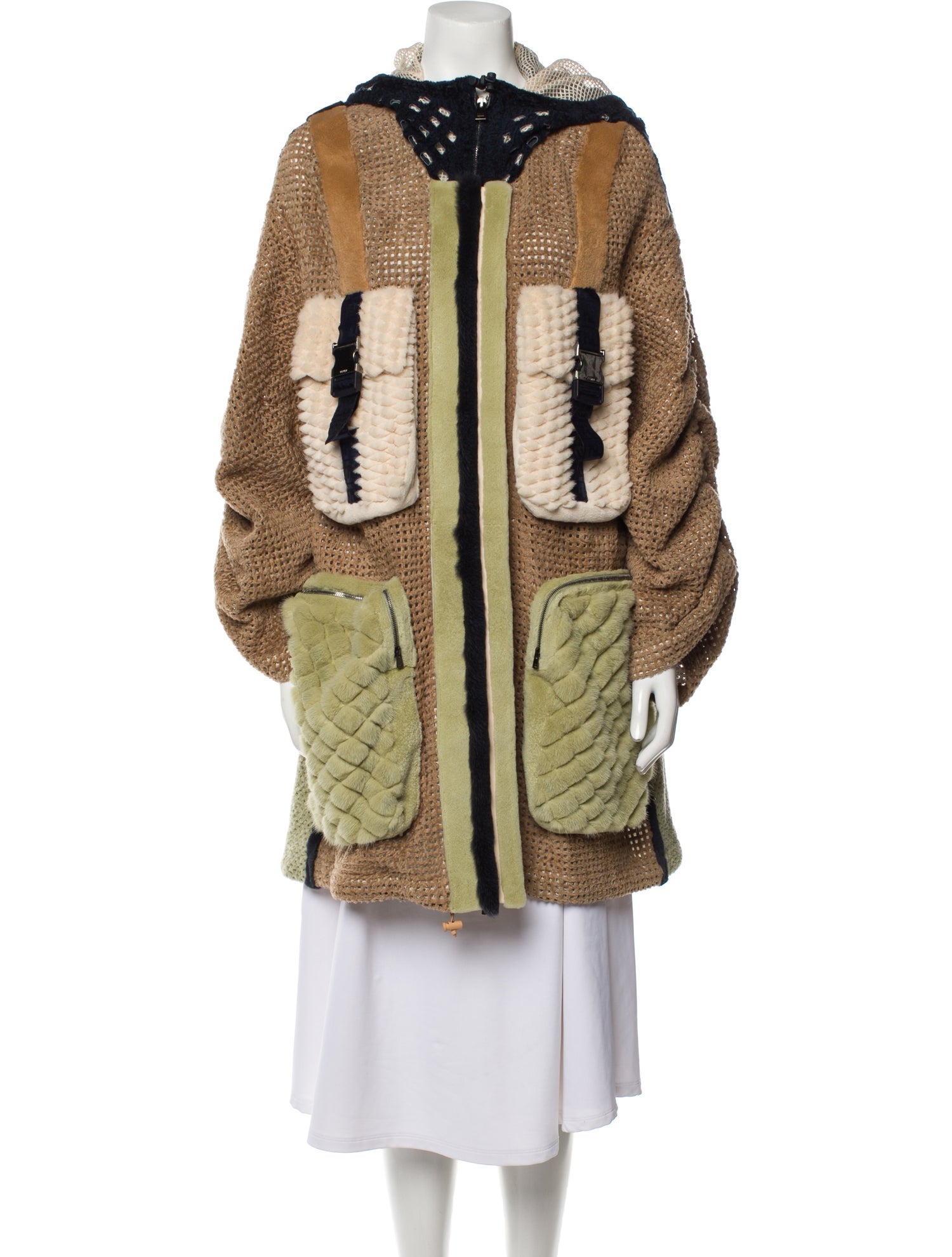 Fendi Mink Colorblock Pattern Fur Coat - Brown Coats, Clothing ...