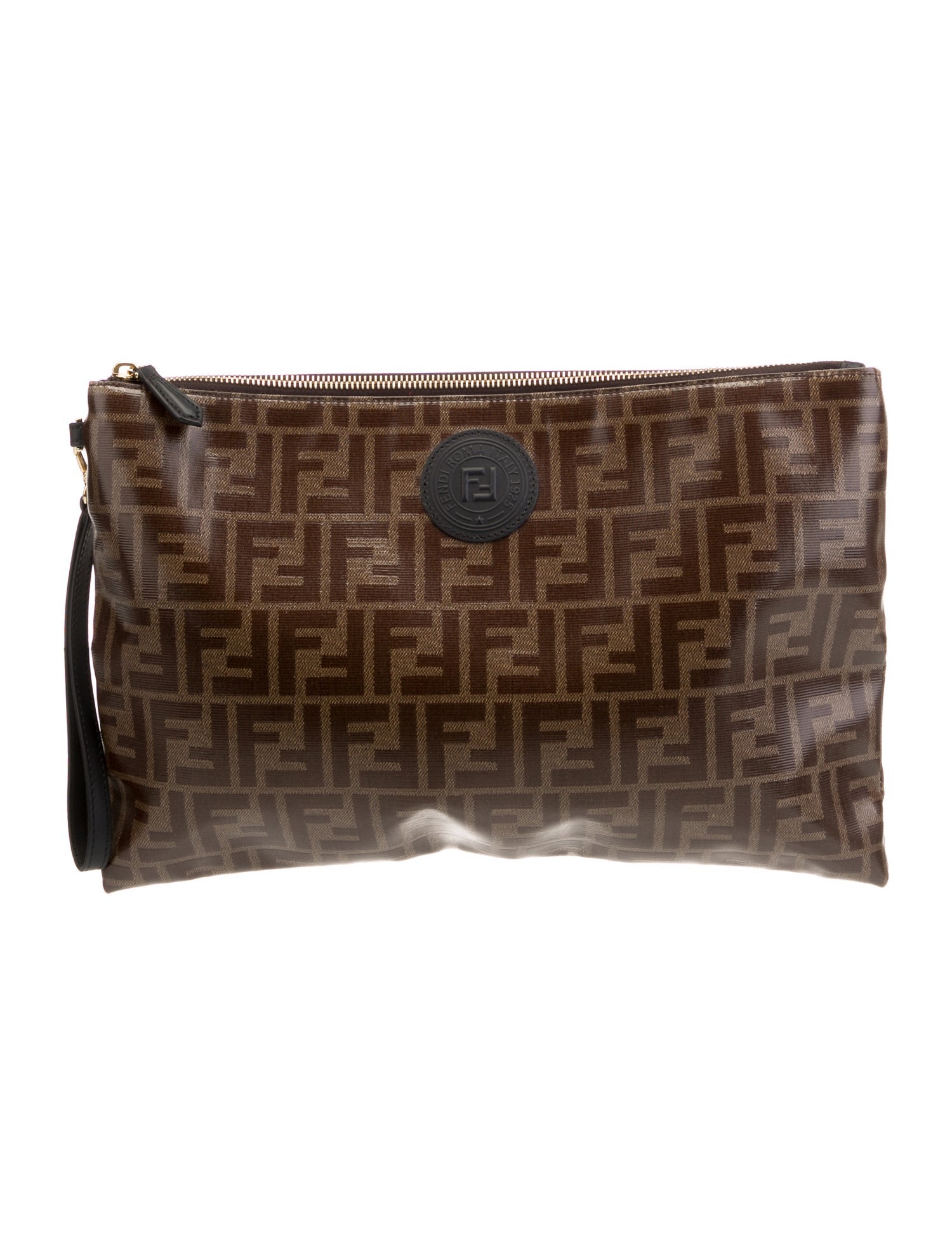 Fendi Large Zucca Stamp Pouch - Brown Clutches, Handbags - FEN338293 ...