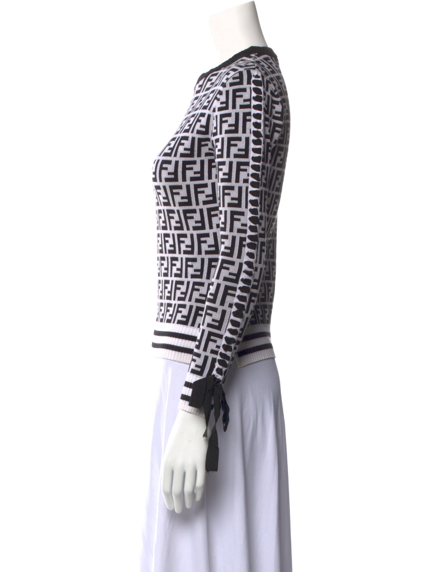 Fendi Printed Crew Neck Sweater - Neutrals Knitwear, Clothing ...