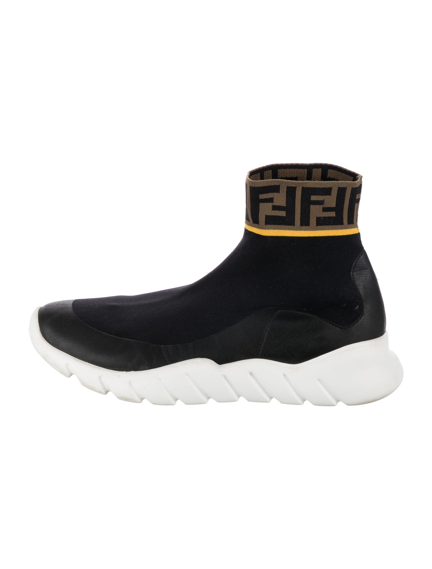Fendi Zucca FF Logo Printed Sock Sneakers - Black Sneakers, Shoes ...