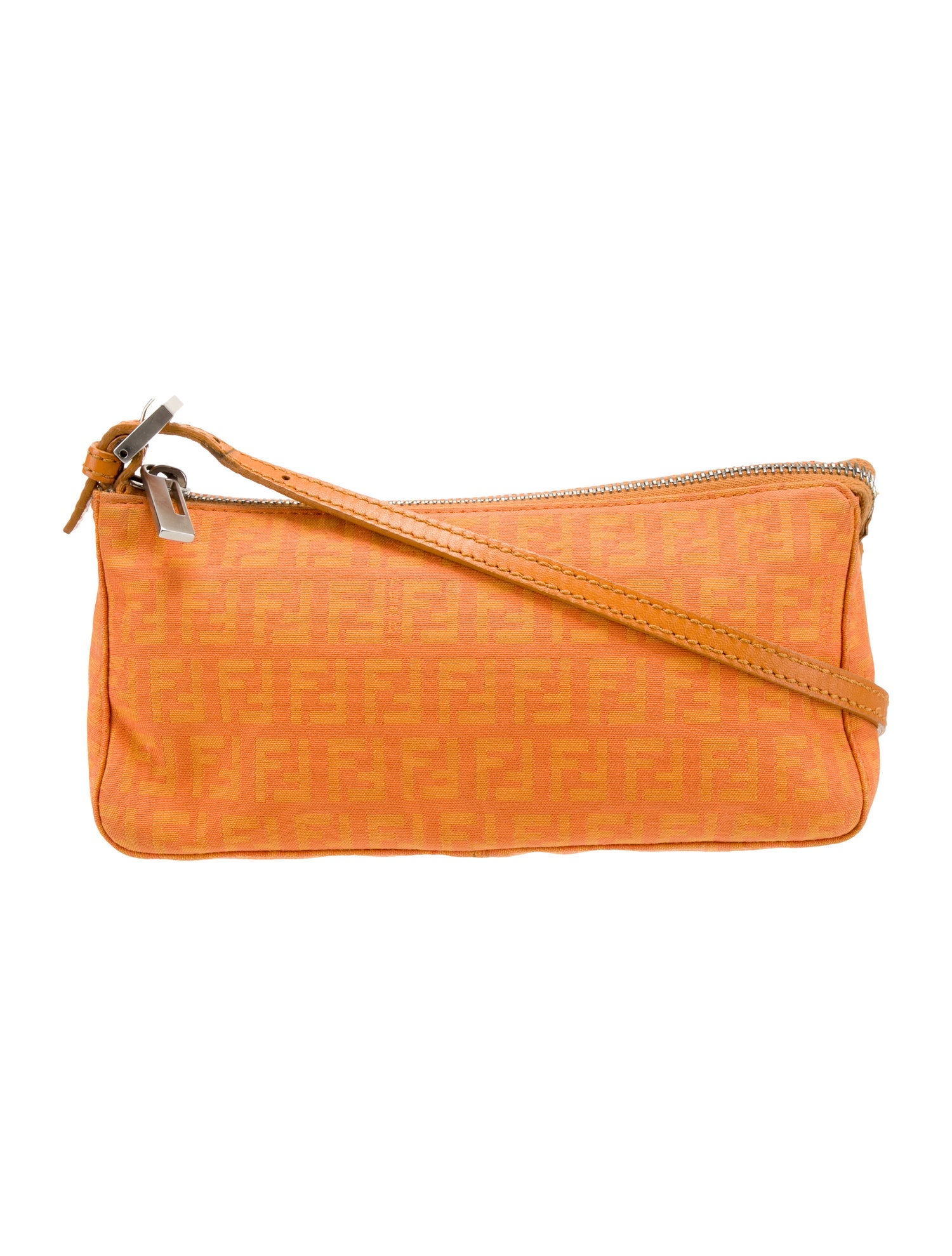 Fendi Zucchino FF Shoulder Bag - Orange Shoulder Bags, Handbags ...