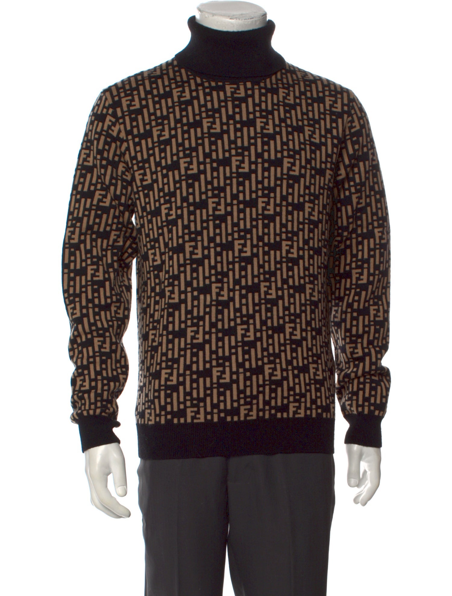 Fendi Zucca FF Logo Printed Pullover - Brown Sweaters, Clothing ...
