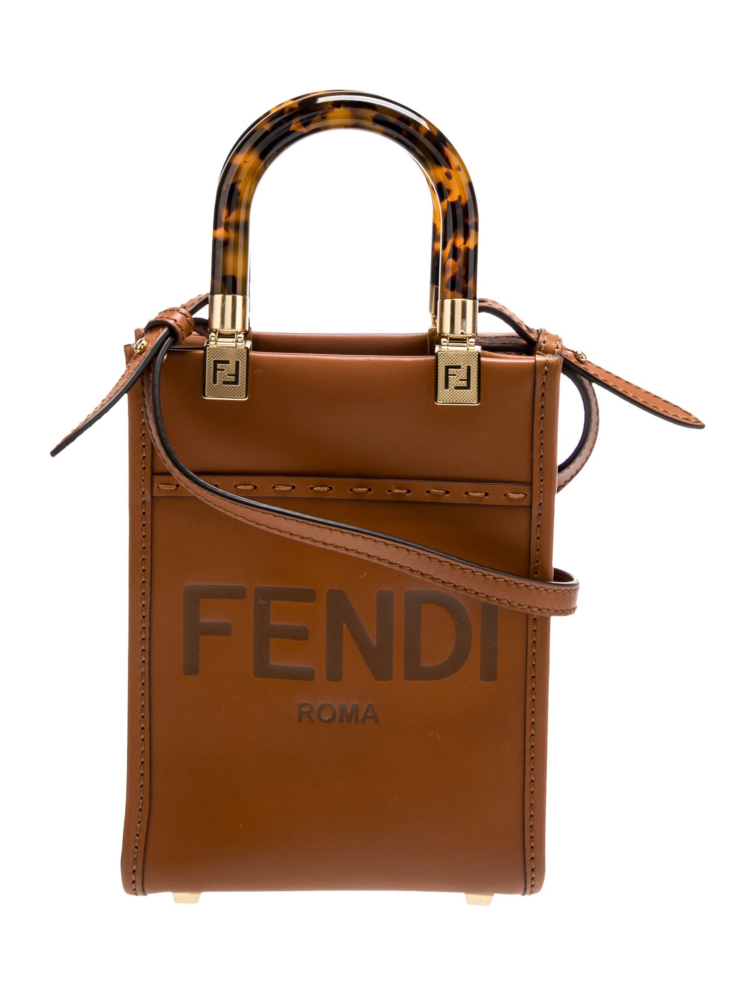Fendi Leather Sunshine Shopper Mini 2021 - Brown Mini Bags, Handbags ...