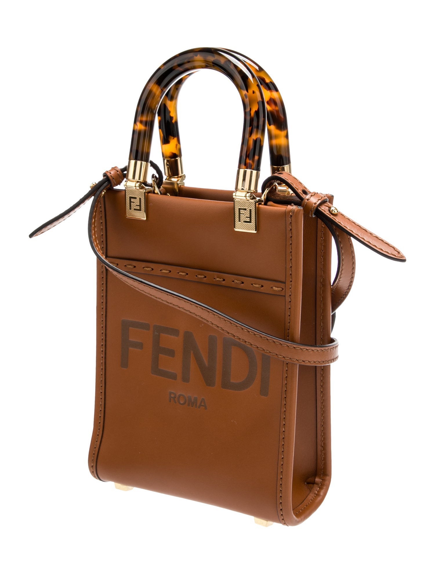 Fendi Leather Sunshine Shopper Mini 2021 - Brown Mini Bags, Handbags ...