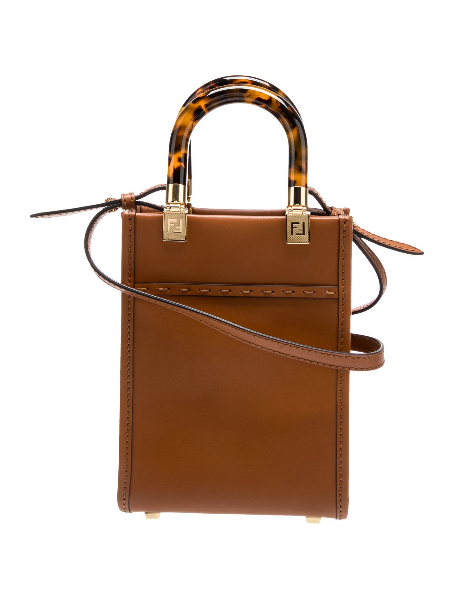 Fendi Leather Sunshine Shopper Mini 2021 - Brown Mini Bags, Handbags ...